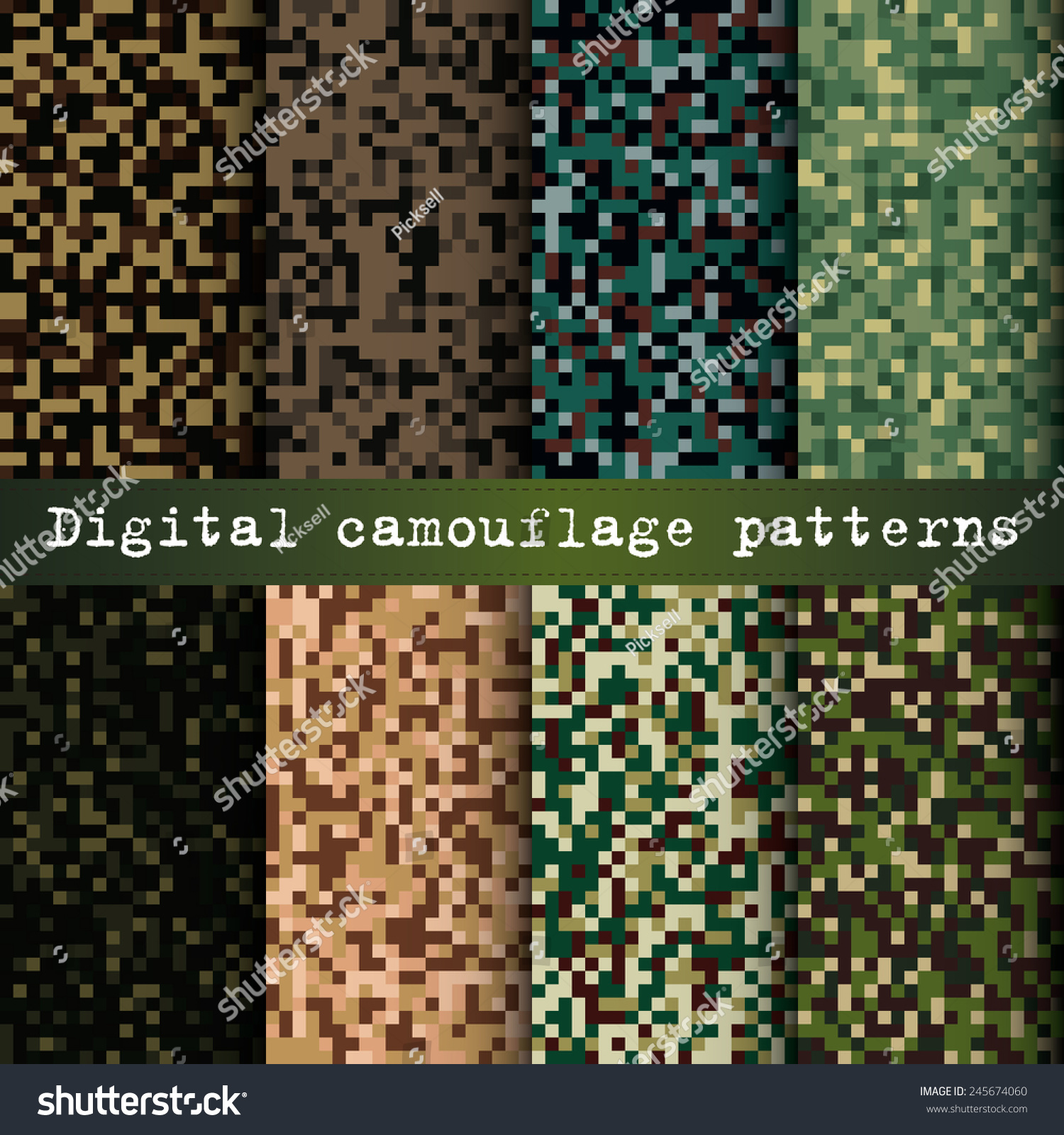 Set 8 Digital Camouflage Patterns Vector Stock Vector (Royalty Free ...