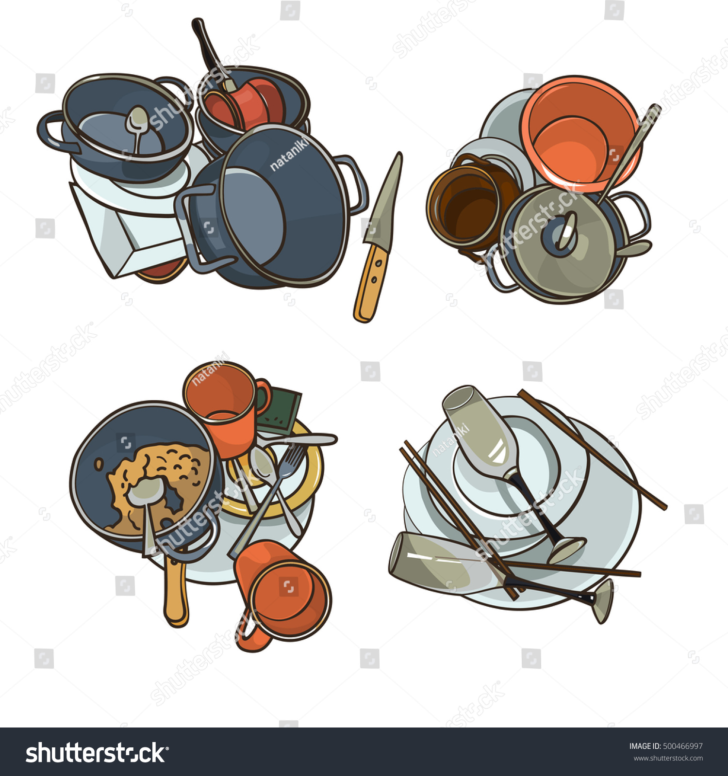 Set Dirty Dishes Glass Mugs Plates Stock Vector (Royalty Free) 500466997 Set Dirty Dishes Glass Mugs Plates Stock Vector (Royalty Free) 500466997