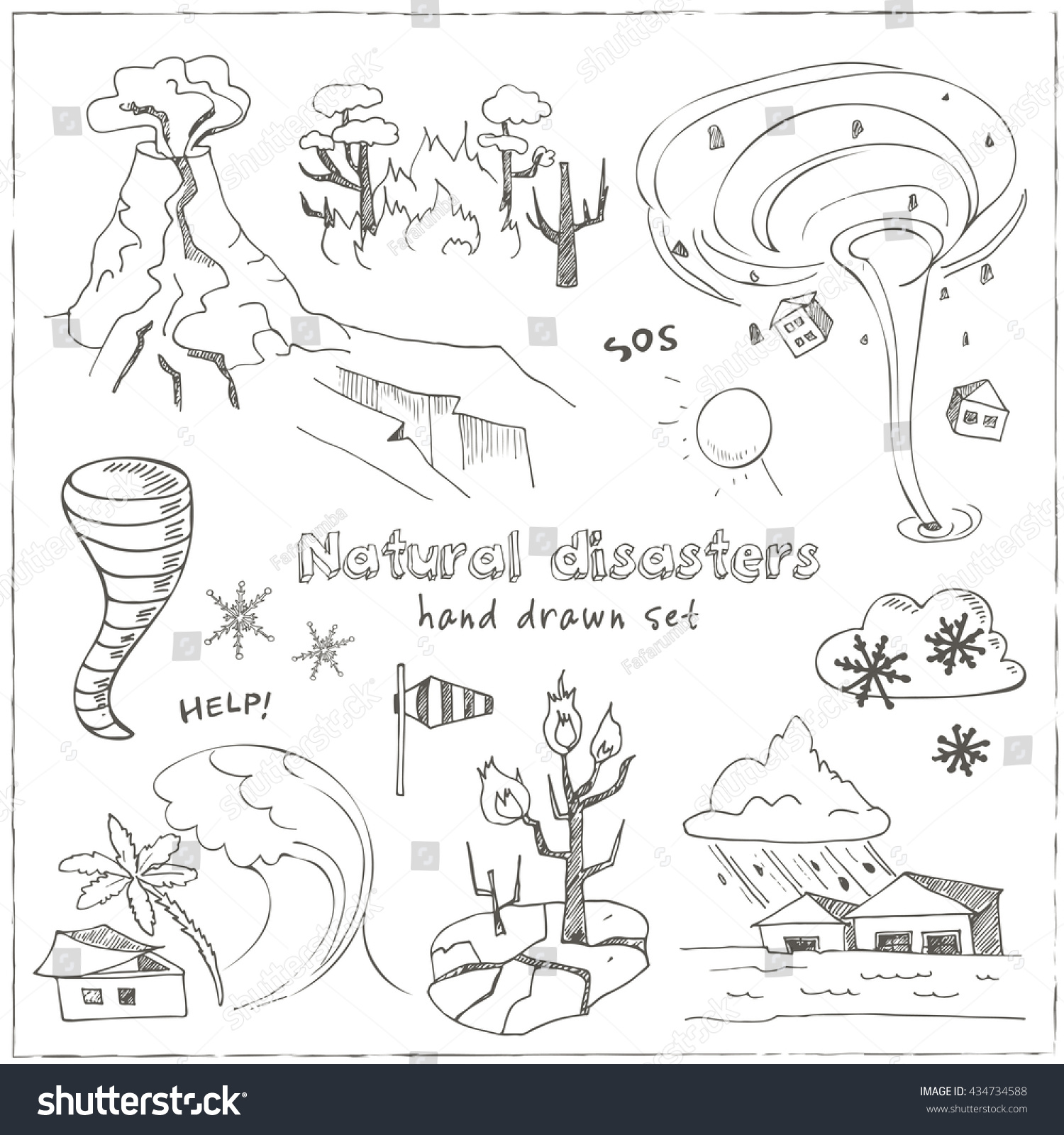 Set Doodle Sketch Natural Disasters Earthquake: เวกเตอร์สต็อก (ปลอดค่า ... Set Doodle Sketch Natural Disasters Earthquake: เวกเตอร์สต็อก (ปลอดค่า ...