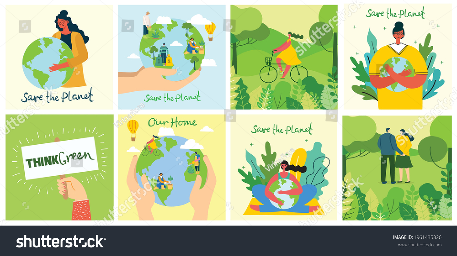 Set Eco Save Environment Pictures People Stock Vector (Royalty Free ... Set Eco Save Environment Pictures People Stock Vector (Royalty Free ...