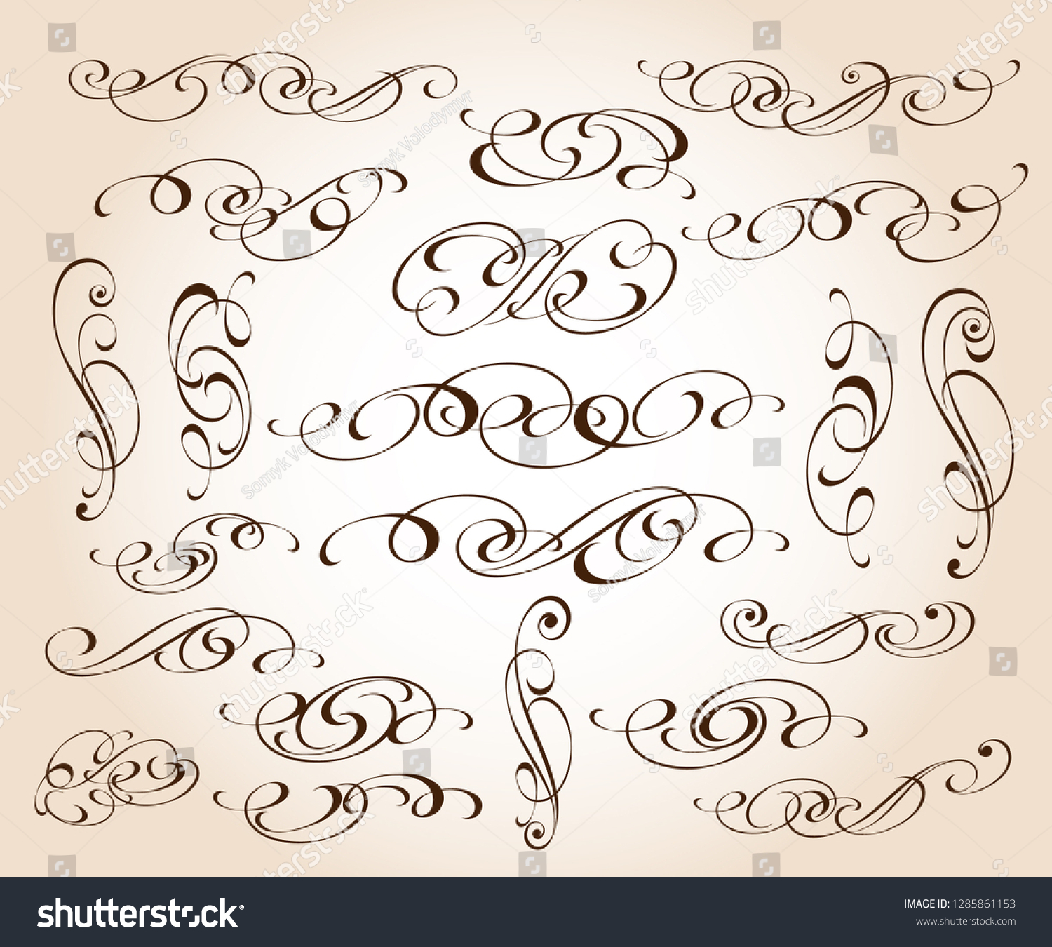 Set Elegant Decorative Scroll Elements Vector Stock Vector (Royalty ...