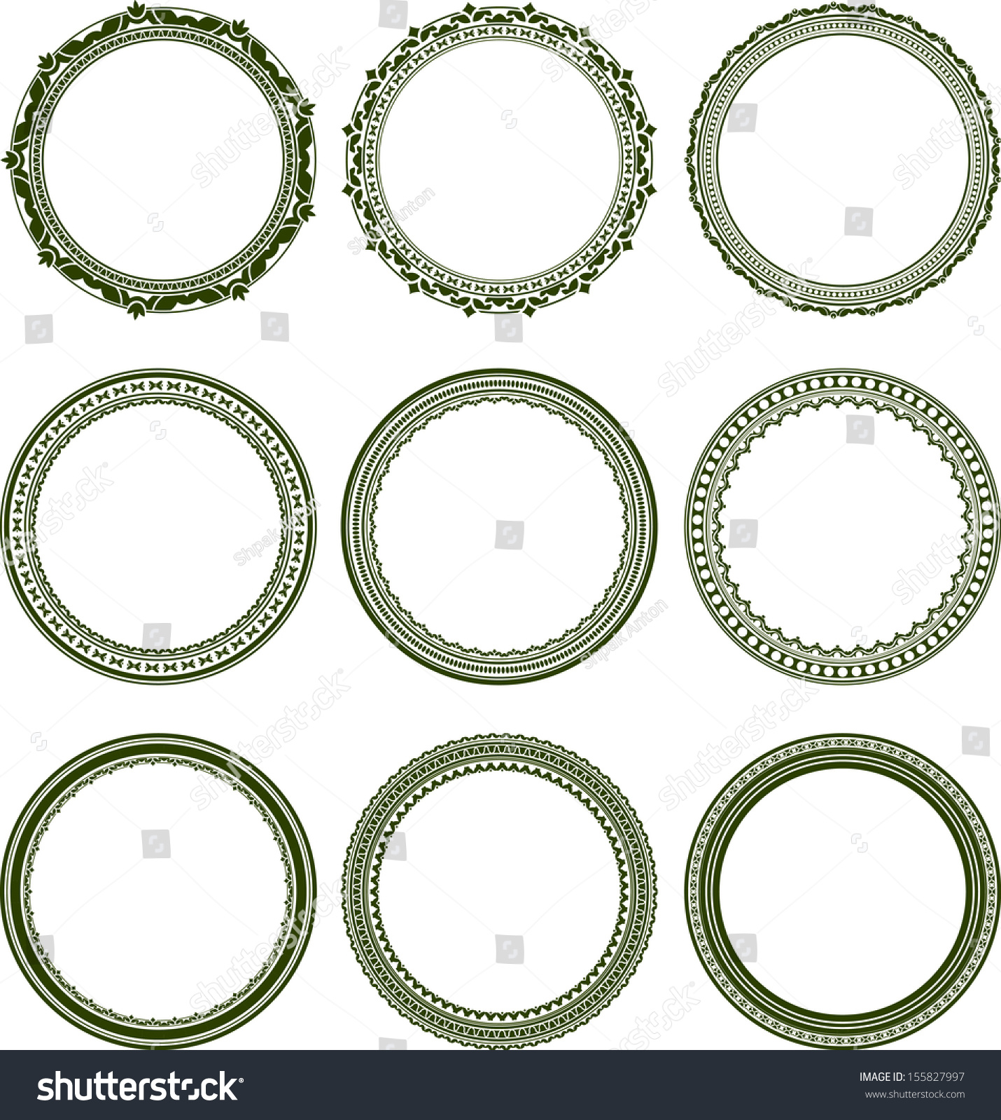 Set 9 Elegant Round Frames Stock Vector (Royalty Free) 155827997