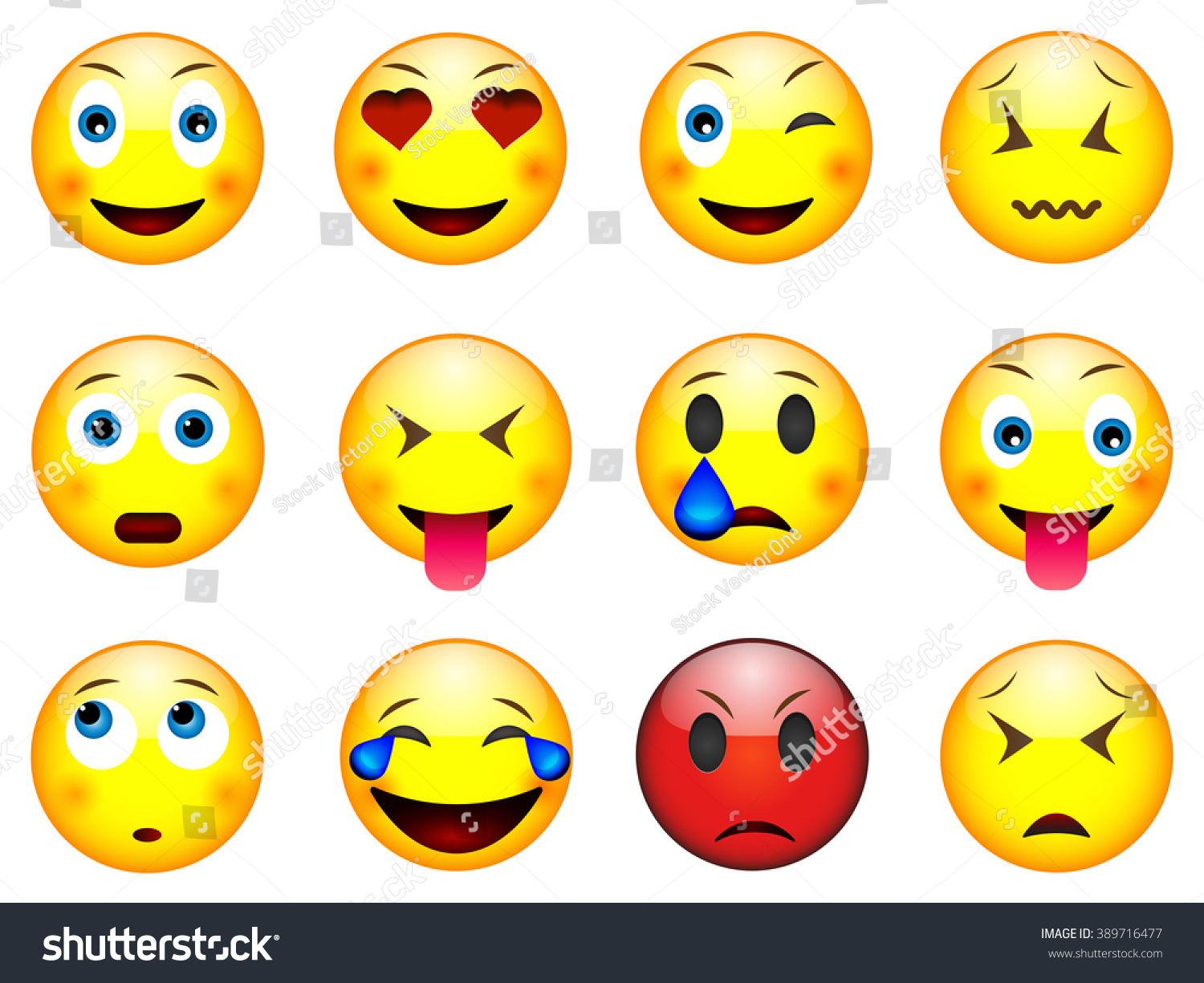 Set Emoticons Emoji Isolated On White Vector De Stock Libre De