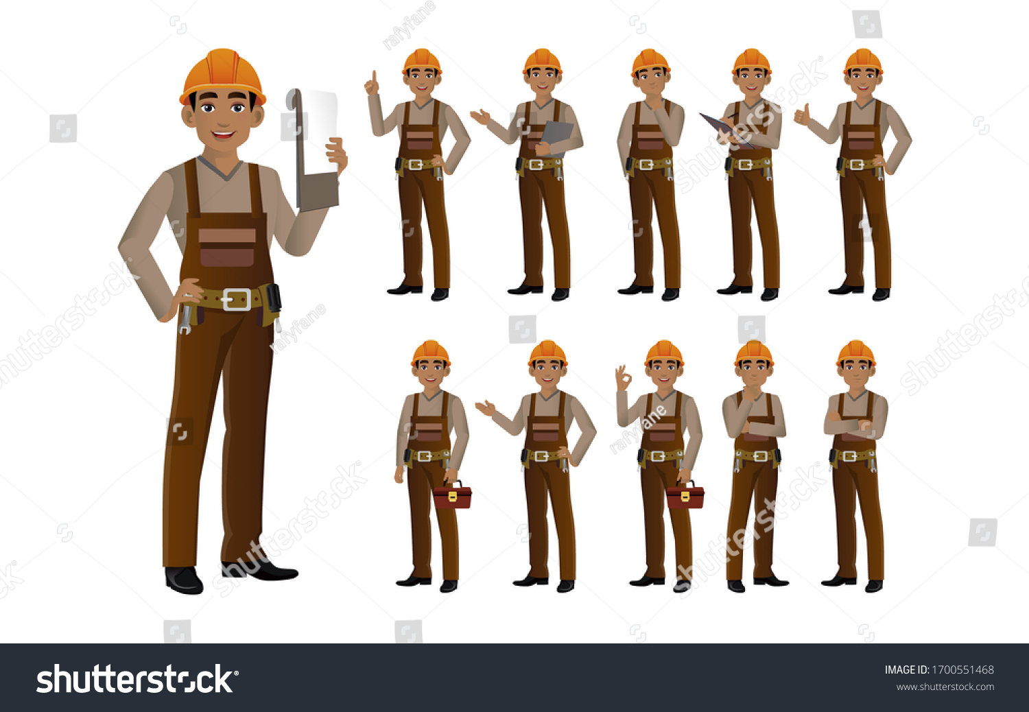 Set Engineer Different Poses Stock Vector (Royalty Free) 1700551468