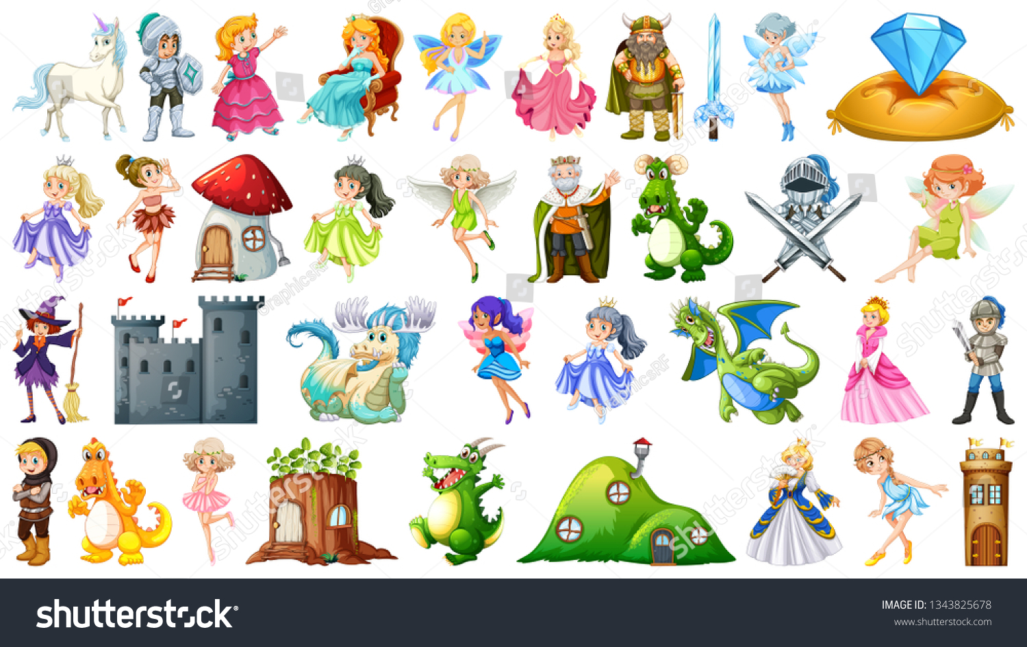 Set Fairy Tale Character Illustration 库存矢量图(免版税)1343825678 Shutterstock