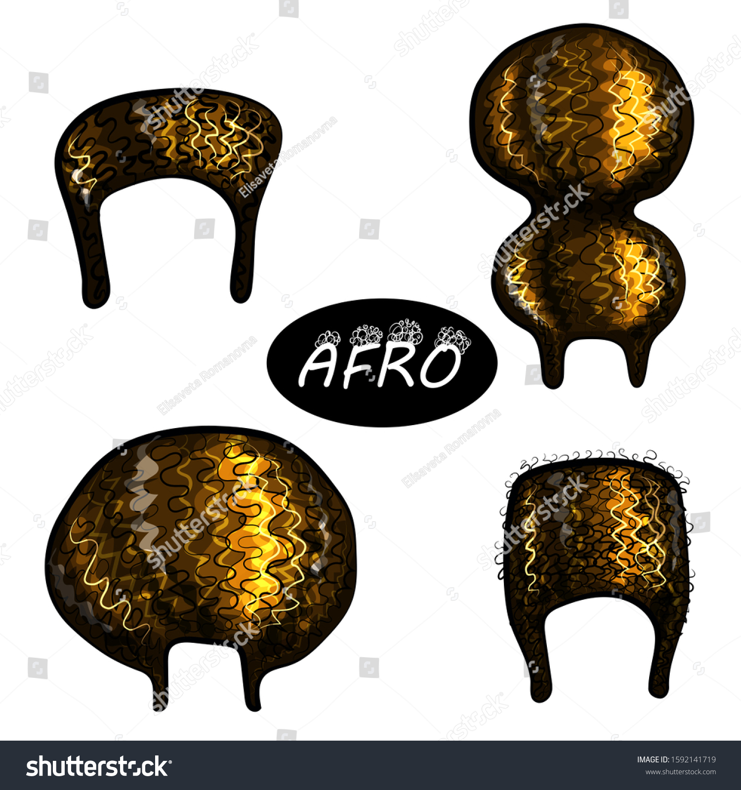 Set Female Afro Hairstyles Collection Dreads Stock Vector Royalty Free