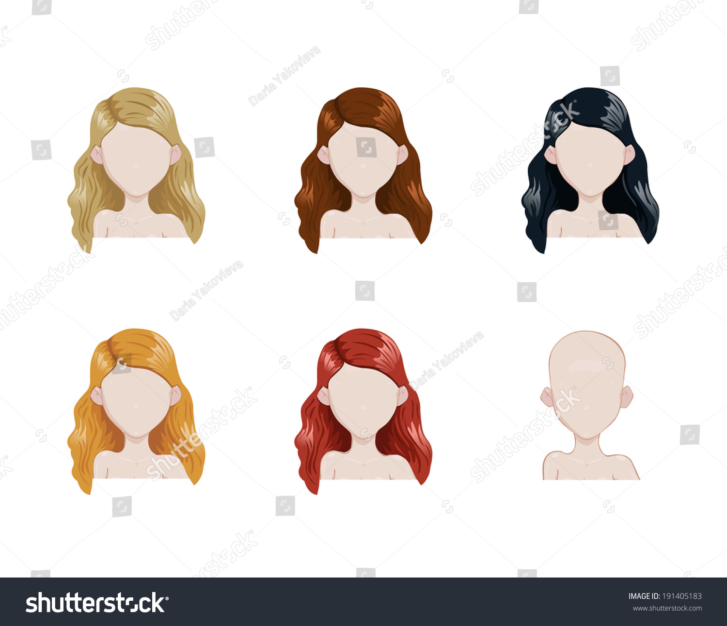 Set Female Hair Style Vector Collection Stock Vector Royalty Free