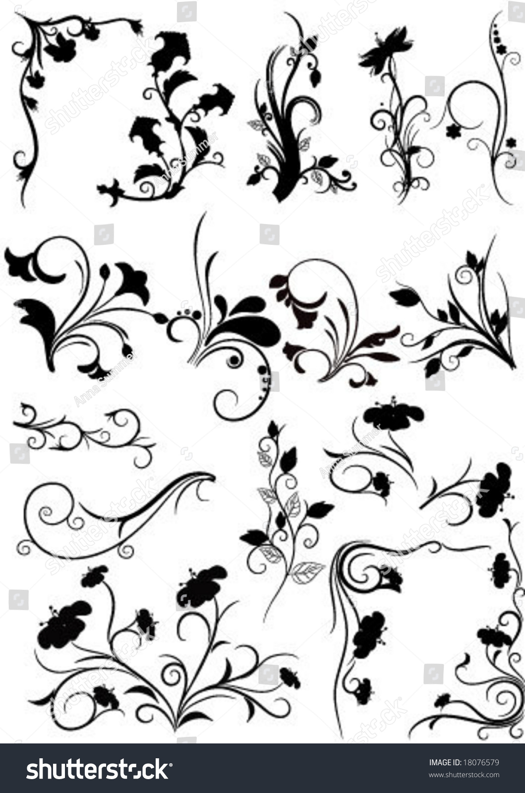 Set Flourish Design Elements Stock Vector (Royalty Free) 18076579 ...
