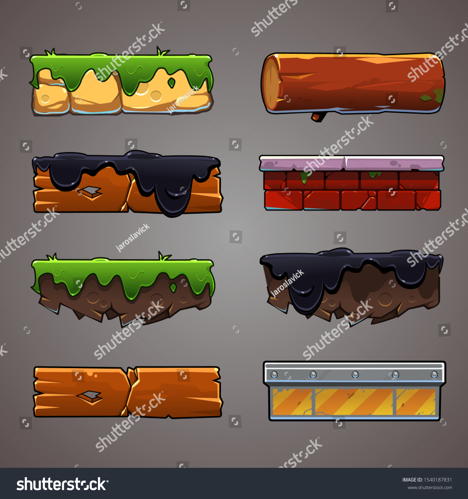 Set Game Elements Vector Platform Mobile: стоковая векторная графика ...
