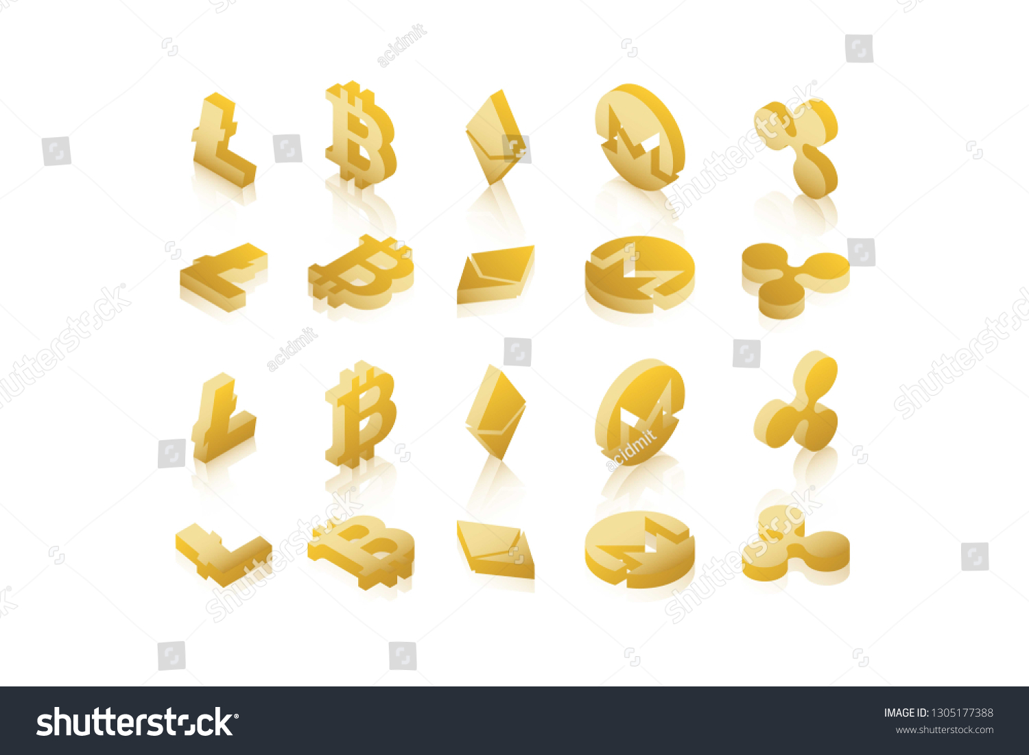 Set Golden Isometric Symbols Cryptocurrencies On: vector de stock ... Set Golden Isometric Symbols Cryptocurrencies On: vector de stock ...