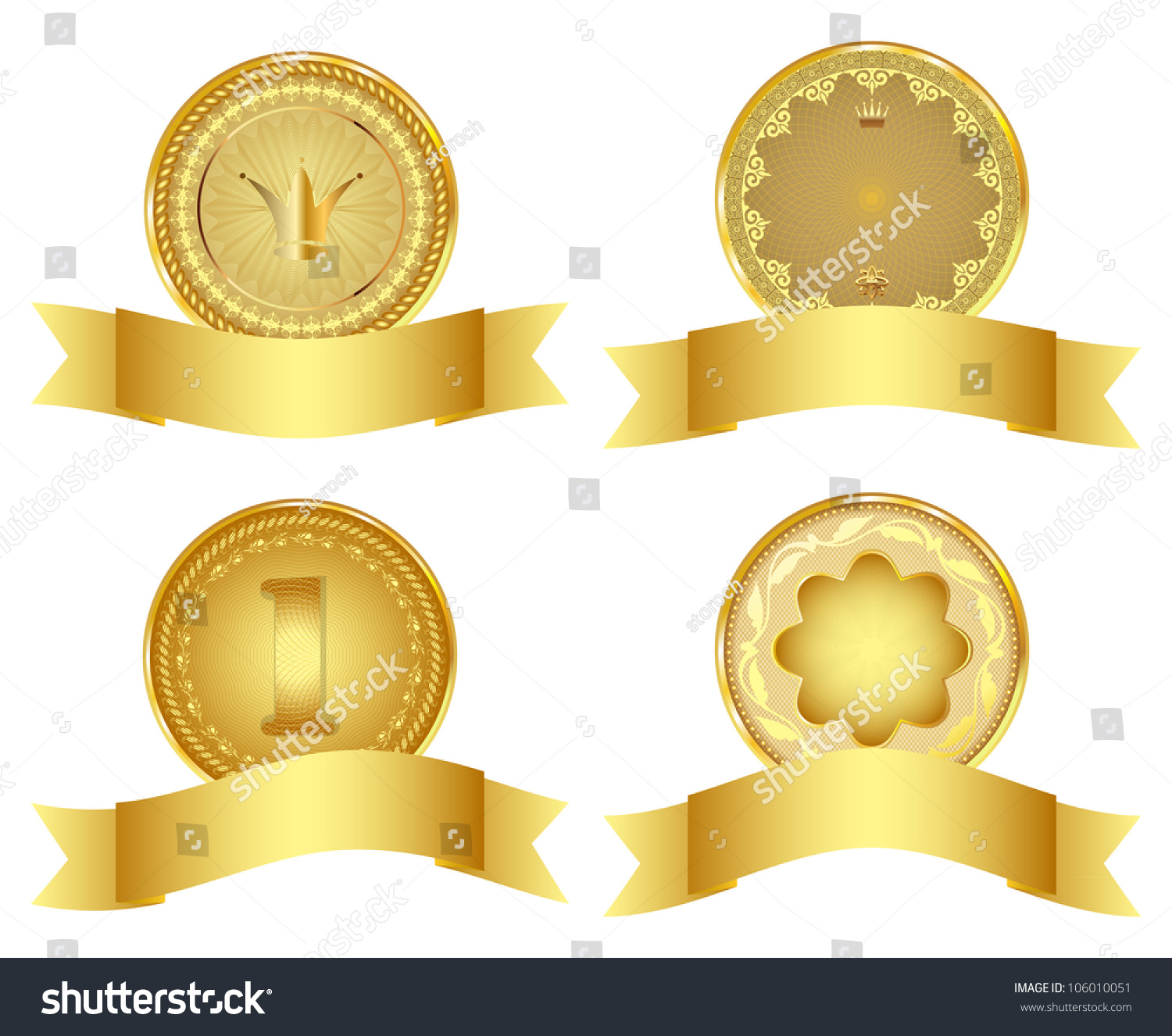 Set Golden Vector Design Elements Stock Vector (Royalty Free) 106010051