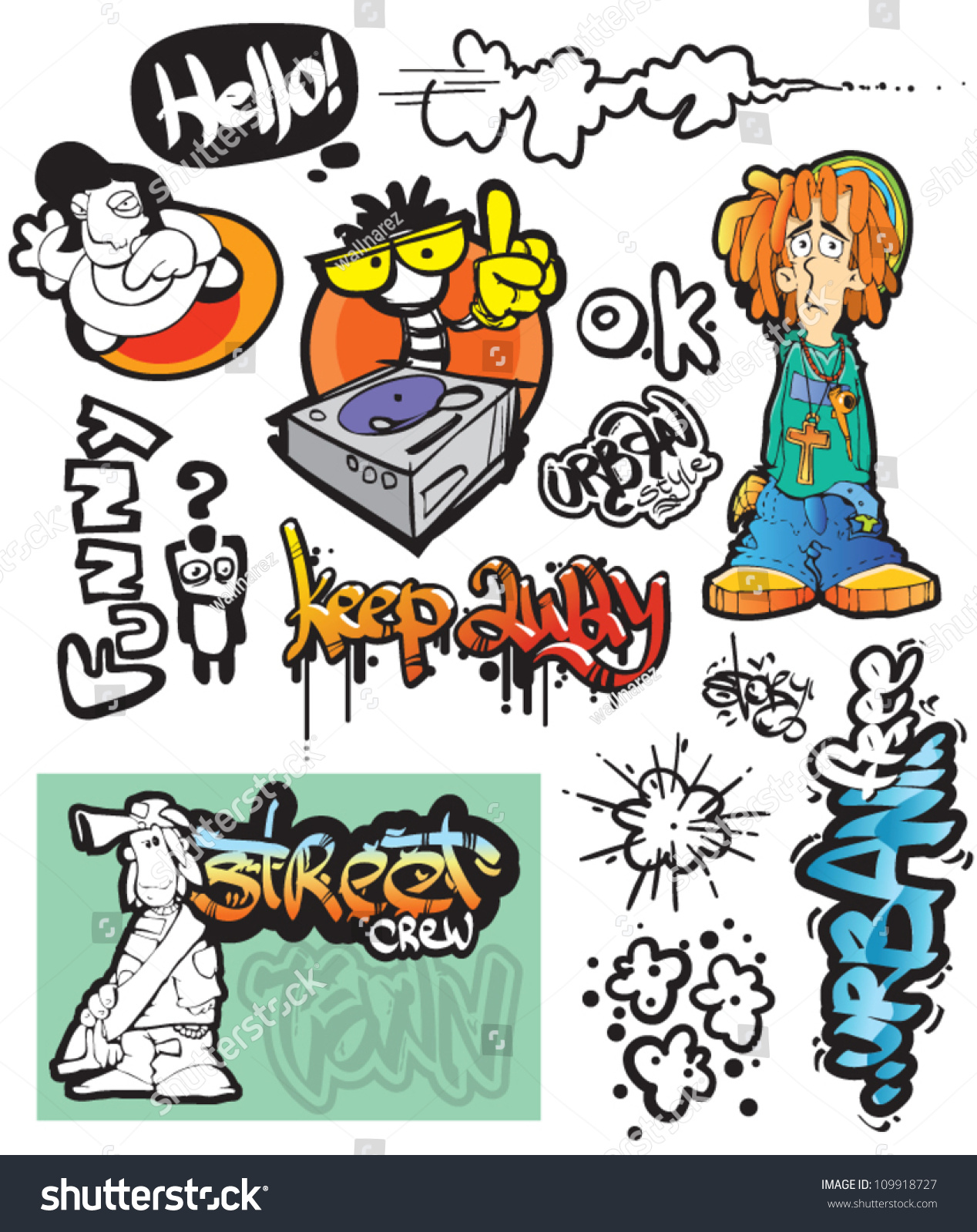 Set Graffiti Design Elements Stock Vector (Royalty Free) 109918727