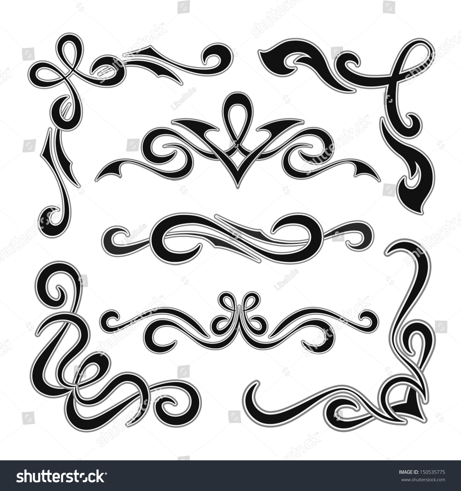 Set Graphical Retro Elements Headers Corners Stock Vector (Royalty Free ...