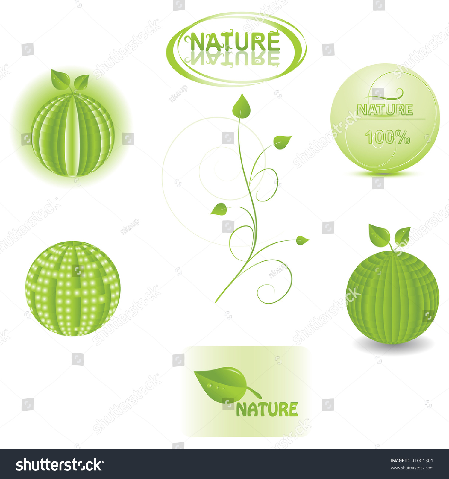 Set Green Elements Stock Vector (Royalty Free) 41001301