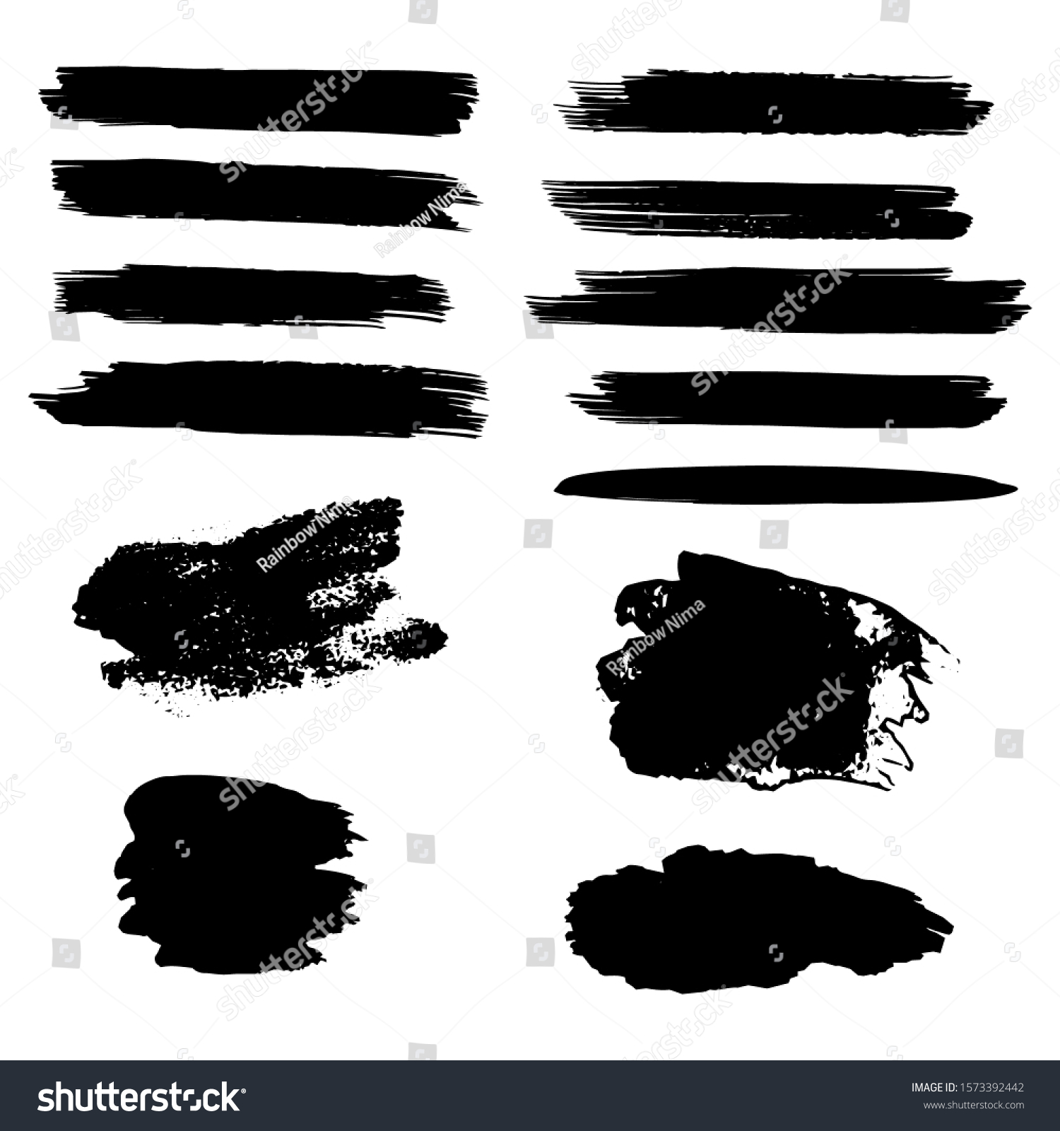 Set Hand Drawn Black Splash Banner Stock Vector (Royalty Free ...