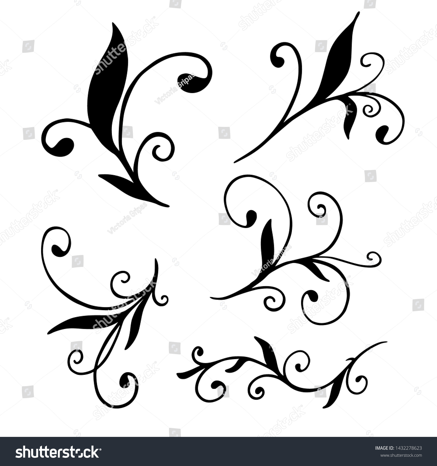 Set Hand Drawn Flourish Design Elements Stock Vector (Royalty Free ... Set Hand Drawn Flourish Design Elements Stock Vector (Royalty Free ...