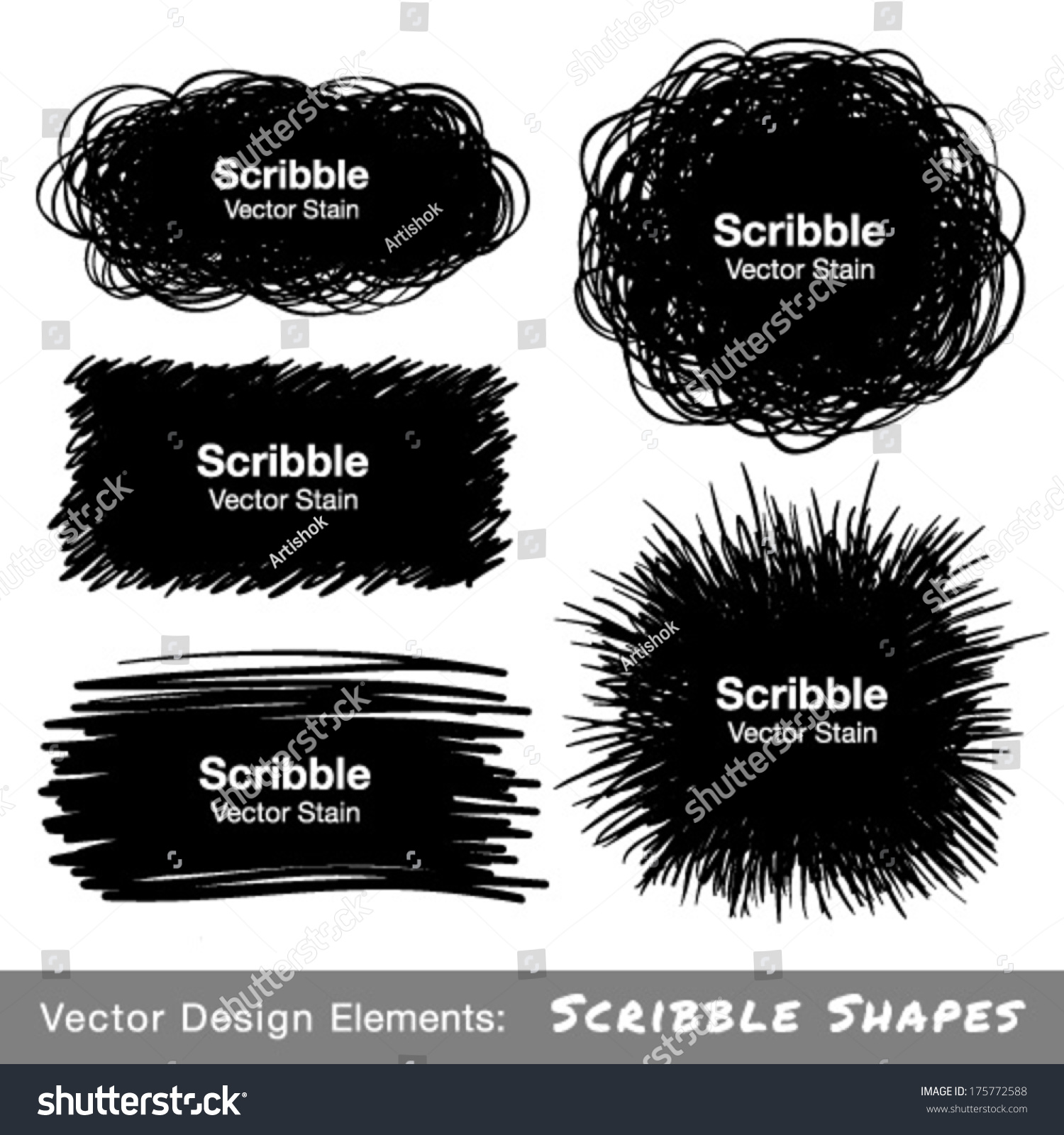 Set Hand Drawn Scribble Shapes Vector Stock Vector (Royalty Free ...