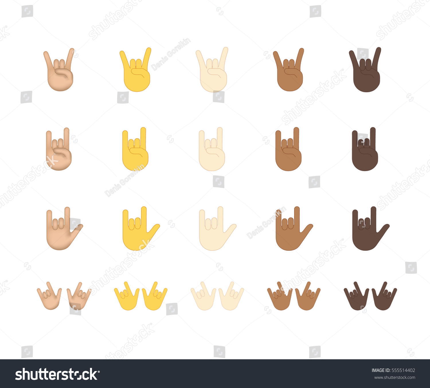 Set Hand Emoticon Vector Isolated On Stock Vector Royalty Free 555514402