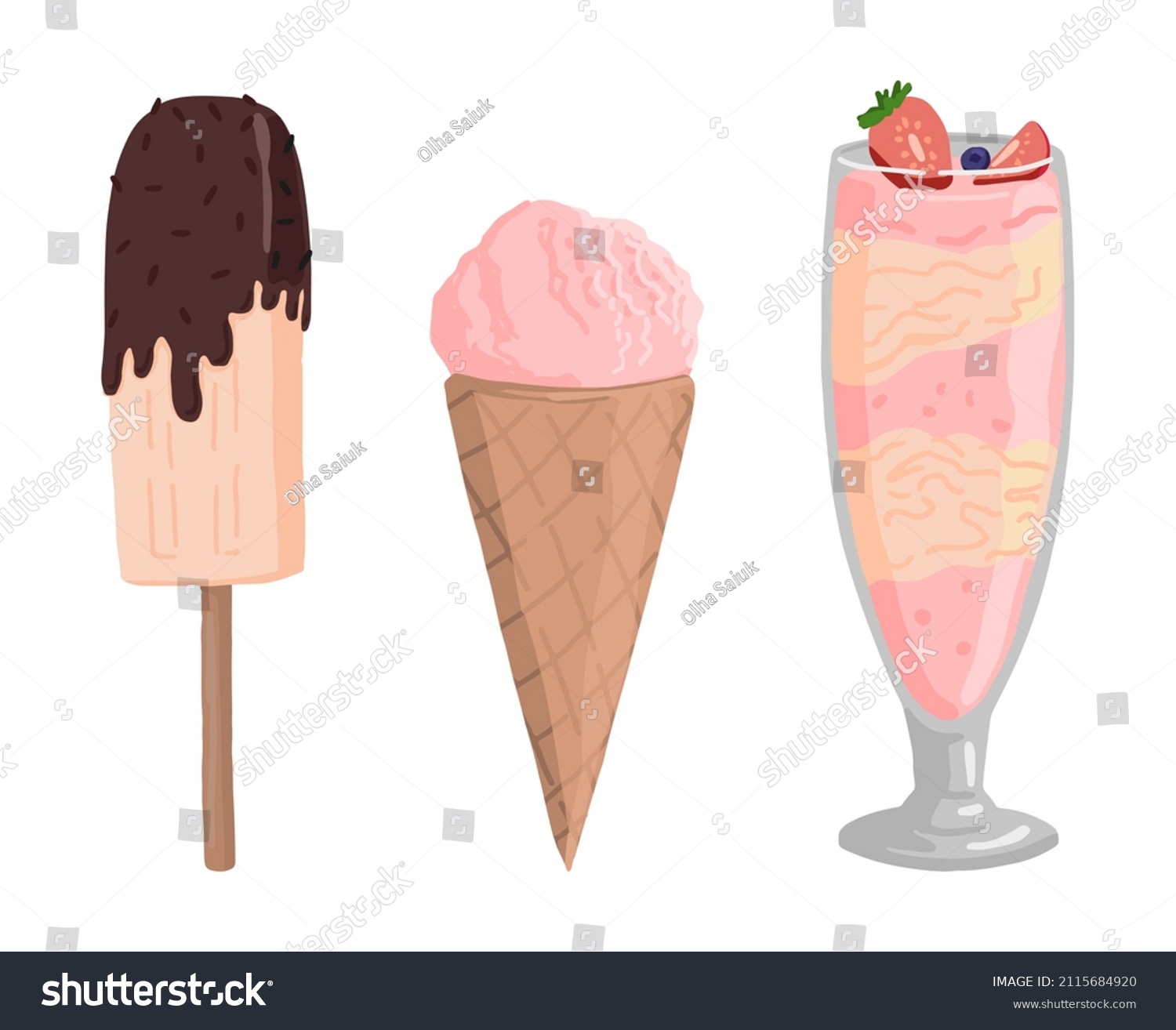 Set Ice Cream Doodles Collection Sweet Stock Vector Royalty Free