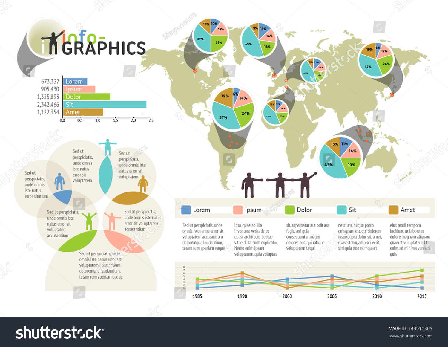 Set Infographic Elements Visual Statistic Information Stock Vector ...