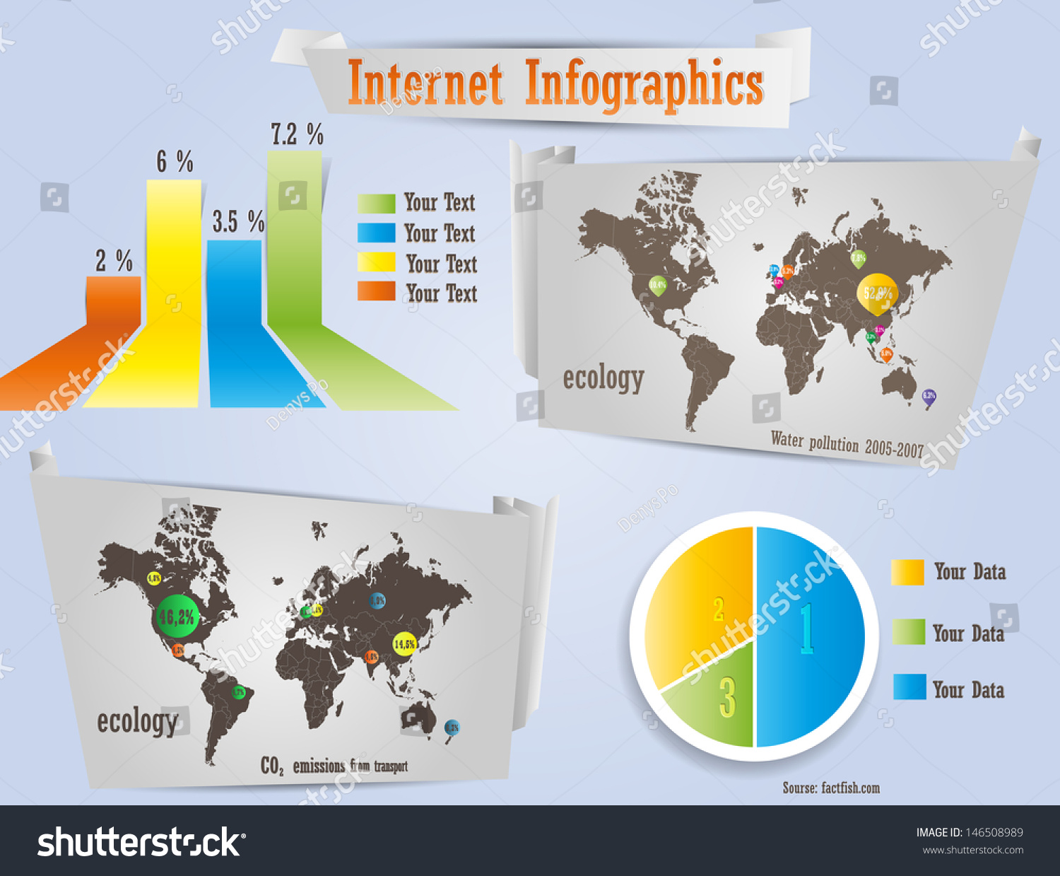 Set Infographic Elementsworld Map Environmental Data Stock Vector ...