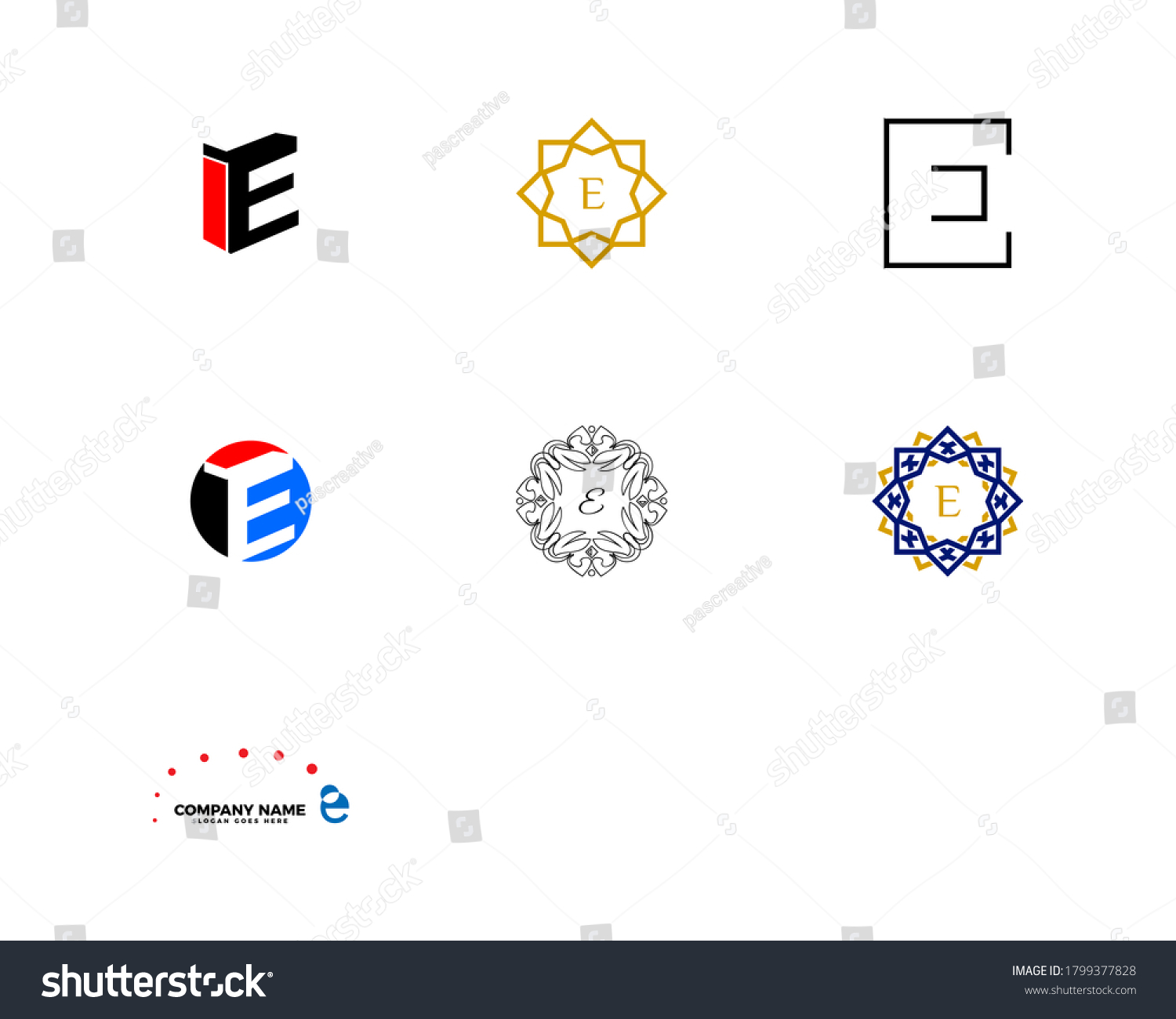Set Initial Letter E Logo Template Stock Vector (Royalty Free ...
