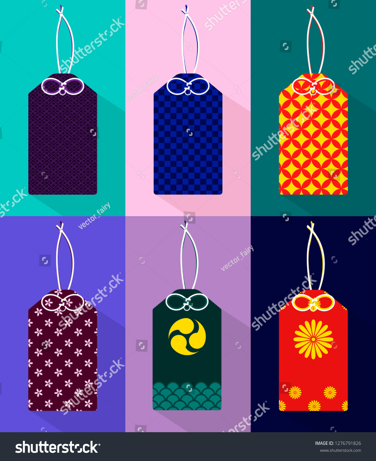 Set Isolated Colorful Japanese Amulets Omamori Stock Vector (Royalty ... Set Isolated Colorful Japanese Amulets Omamori Stock Vector (Royalty ...