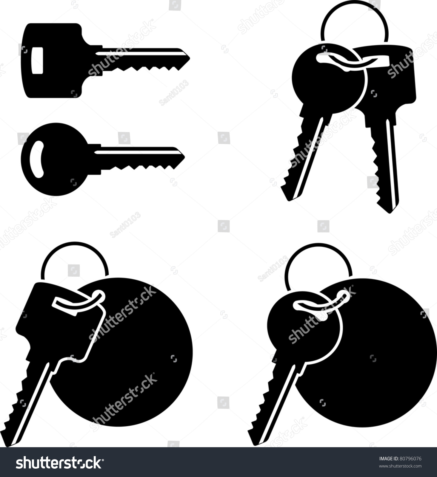Set Keys Stencil Third Variant Stock Vector (Royalty Free) 80796076