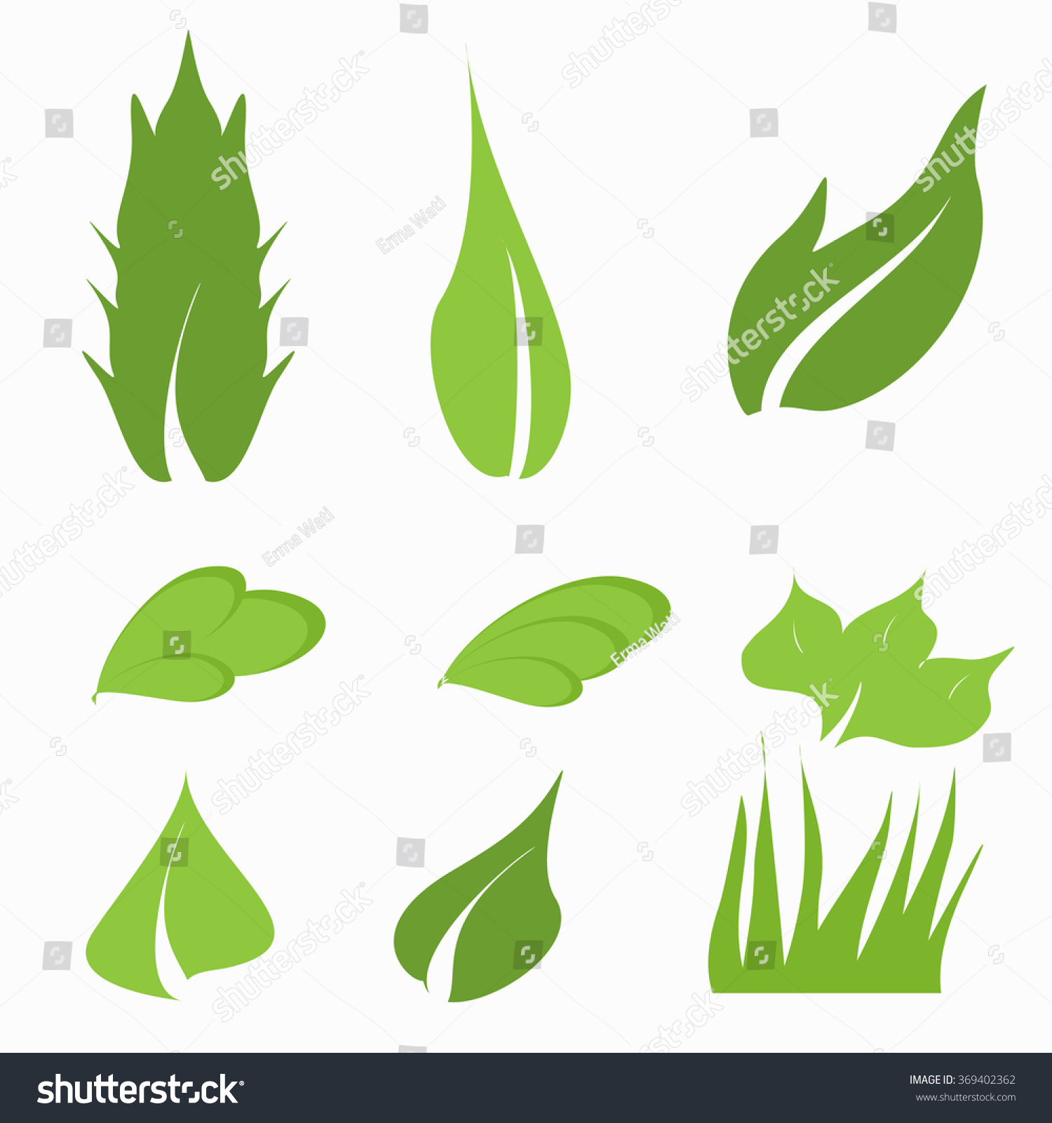 Set Leaf Element Stock Vector 369402362 - Shutterstock