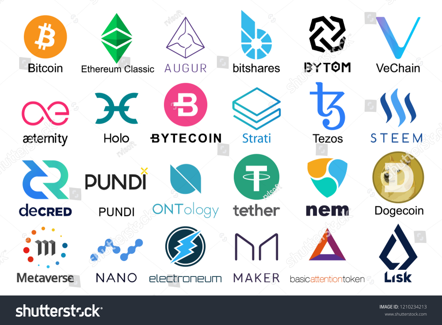 Set Logos Popular Cryptocurrencies Names Vector: vector de stock (libre ... Set Logos Popular Cryptocurrencies Names Vector: vector de stock (libre ...