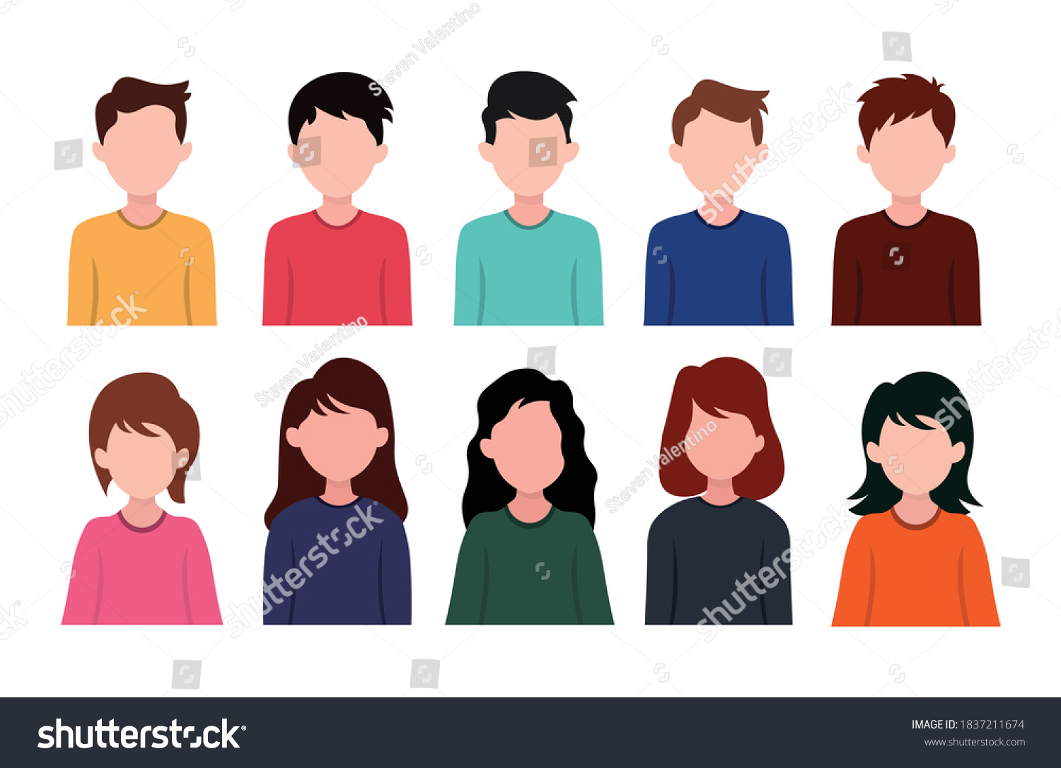 Set Man Woman Flat Vector Illustration Stock Vector Royalty Free