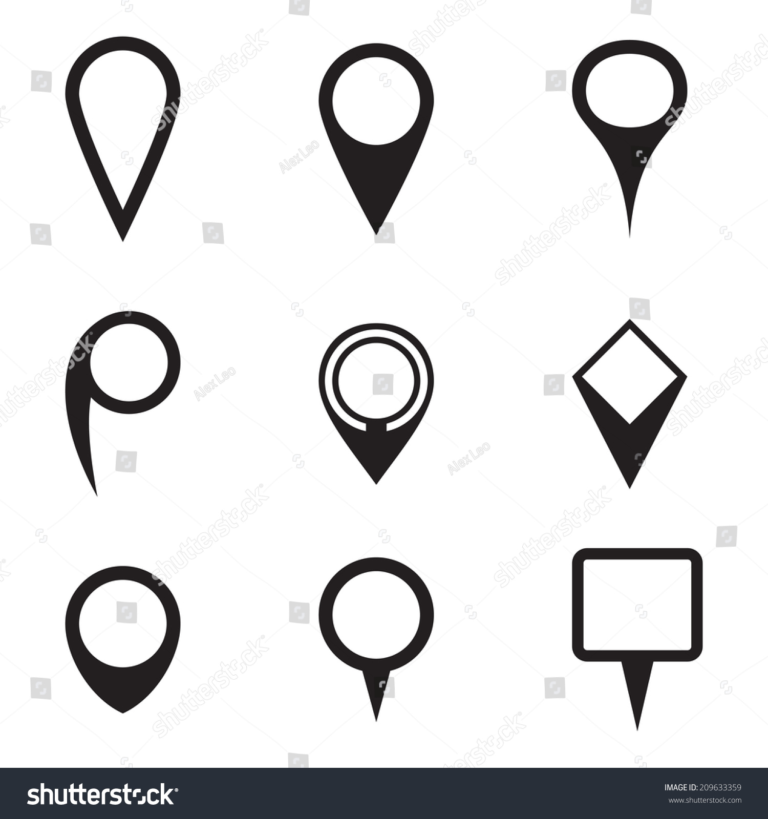 Set Map Pointer Icons Vector Illustration Stock Vector (Royalty Free ...