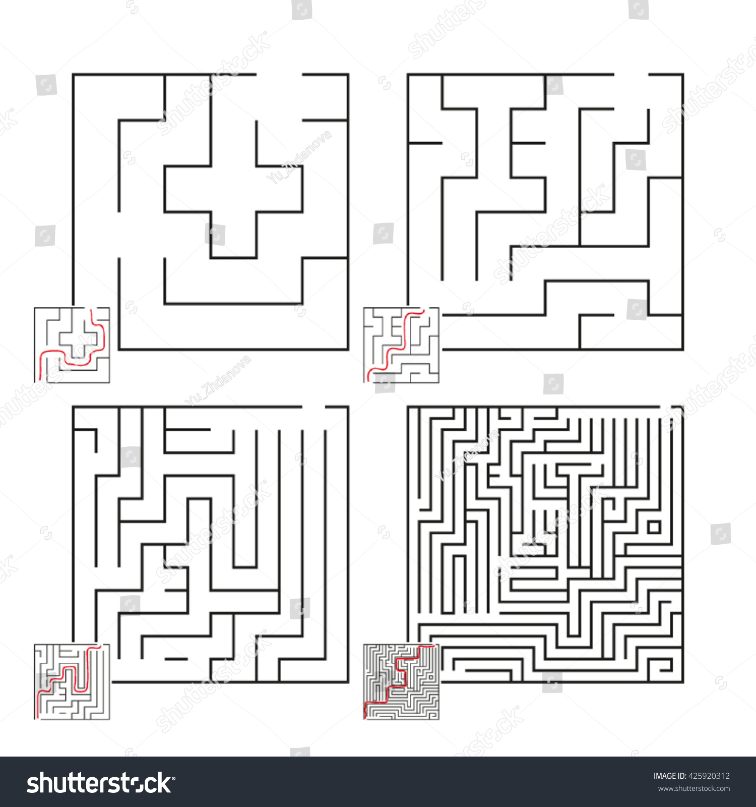 Set Mazes 23 Stock Vector (Royalty Free) 425920312 | Shutterstock