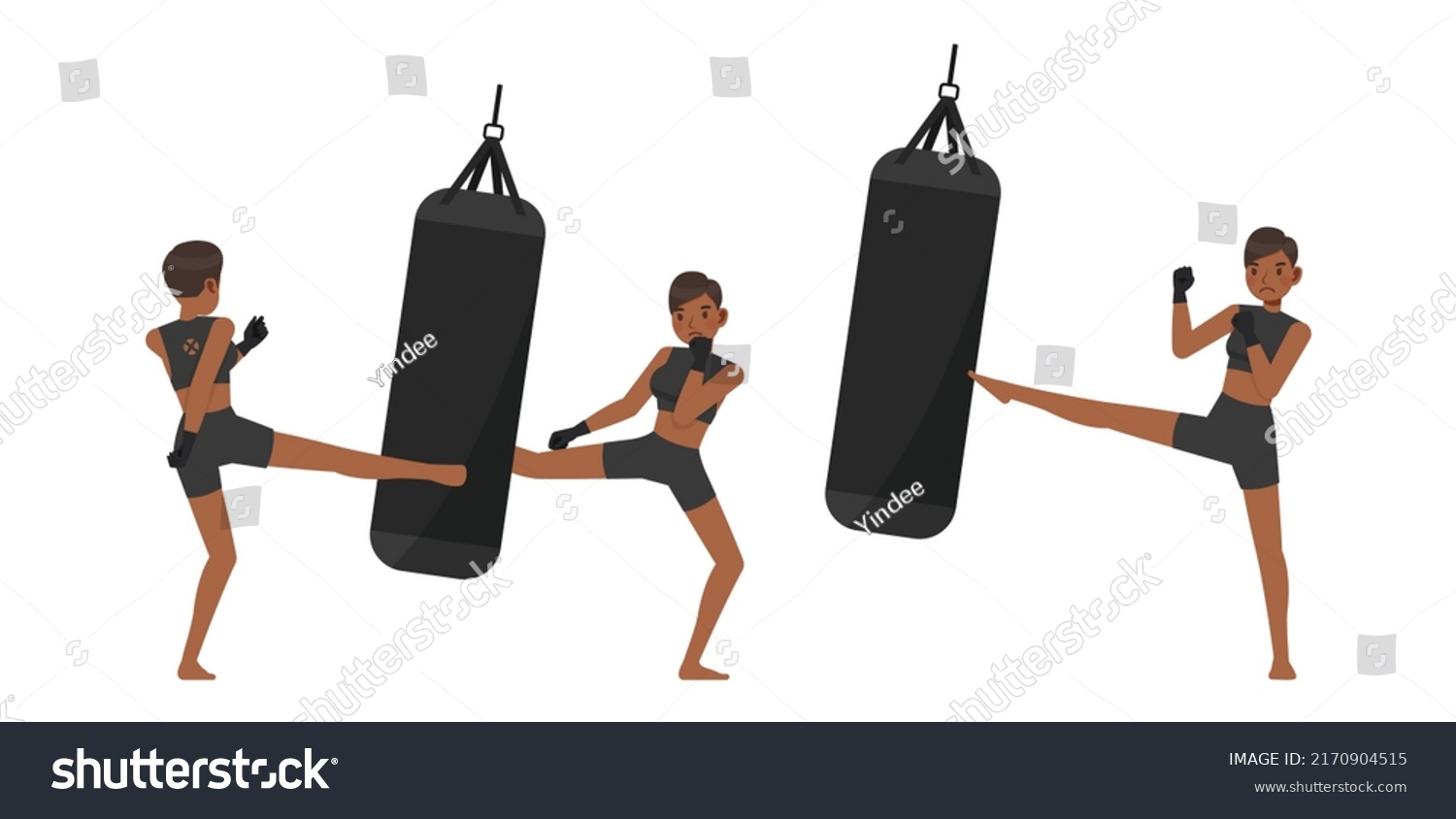 Set Mixed Martial Arts Woman Character Stock Vector Royalty Free