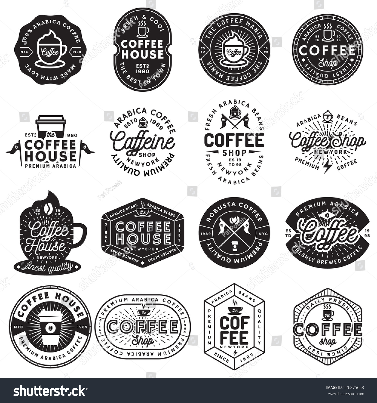 Set Modern Vintage Coffee Shop Logos Stock Vector (Royalty Free ... Set Modern Vintage Coffee Shop Logos Stock Vector (Royalty Free ...