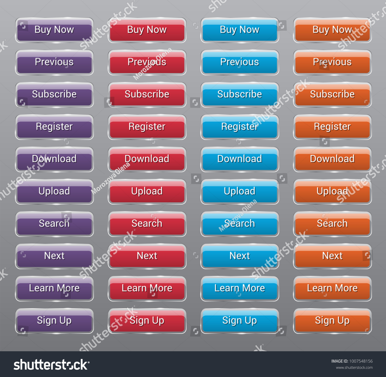 Set Multicolored Rectangular Horizontal Buttons Web Stock Vector ...