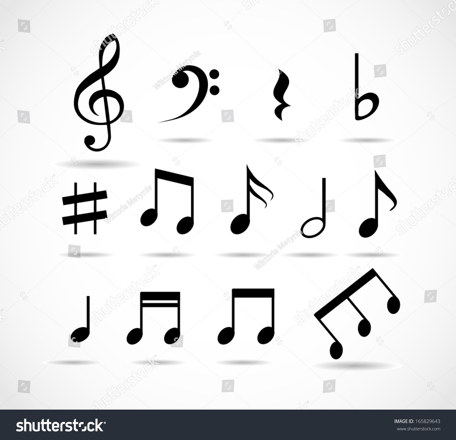 Set Music Notes Vector Stock Vector (Royalty Free) 165829643 - Shutterstock