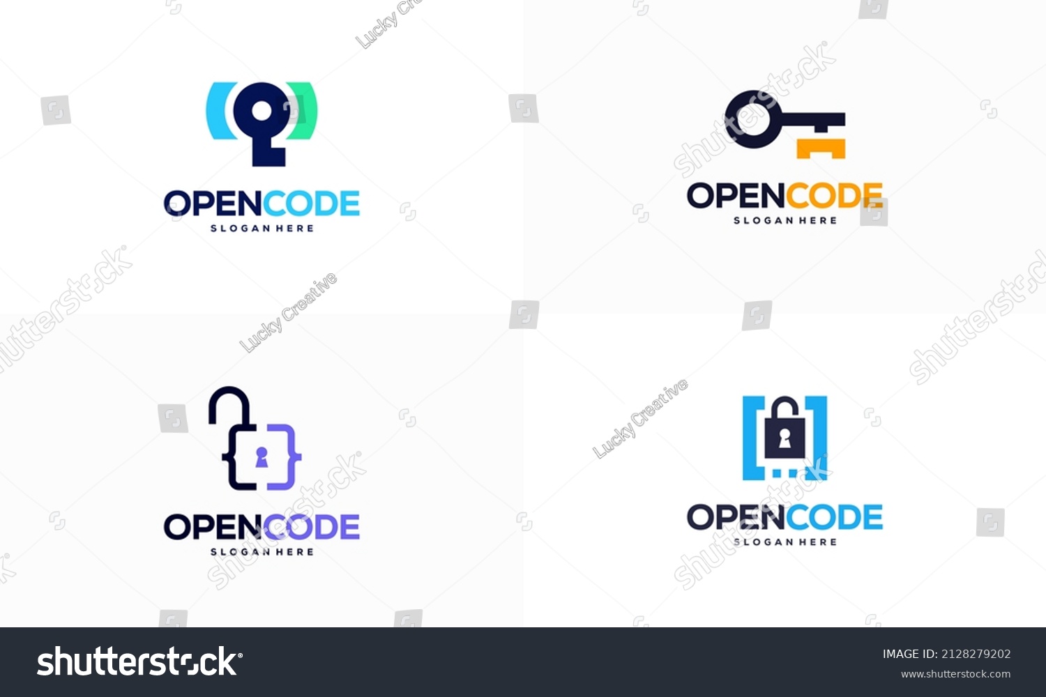 Set Open Code Logo Designs Concept Stock Vector (Royalty Free ...