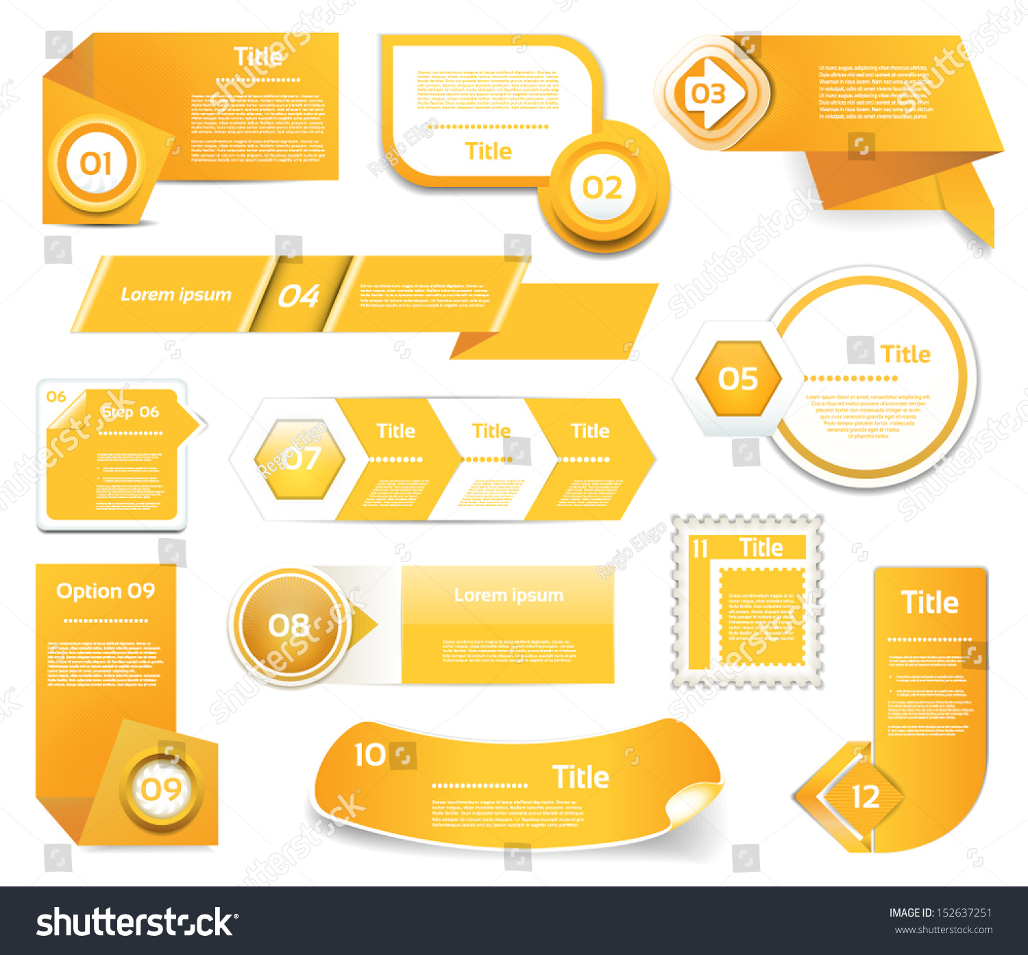 Set Orange Vector Progress Version Step 스톡 벡터(로열티 프리) 152637251 ...