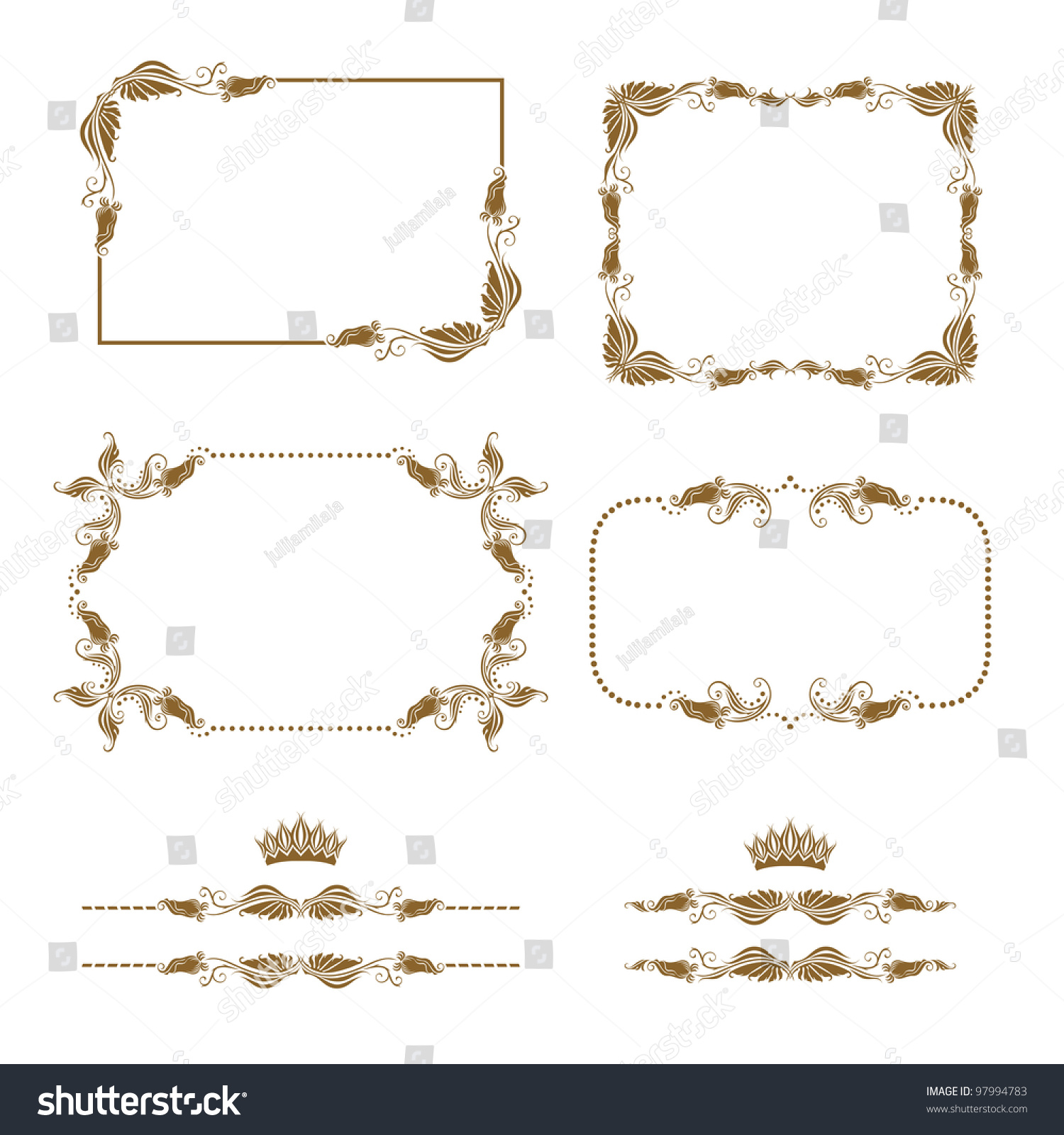 Set Ornate Vector Frames Vintage Style Stock Vector (Royalty Free) 97994783