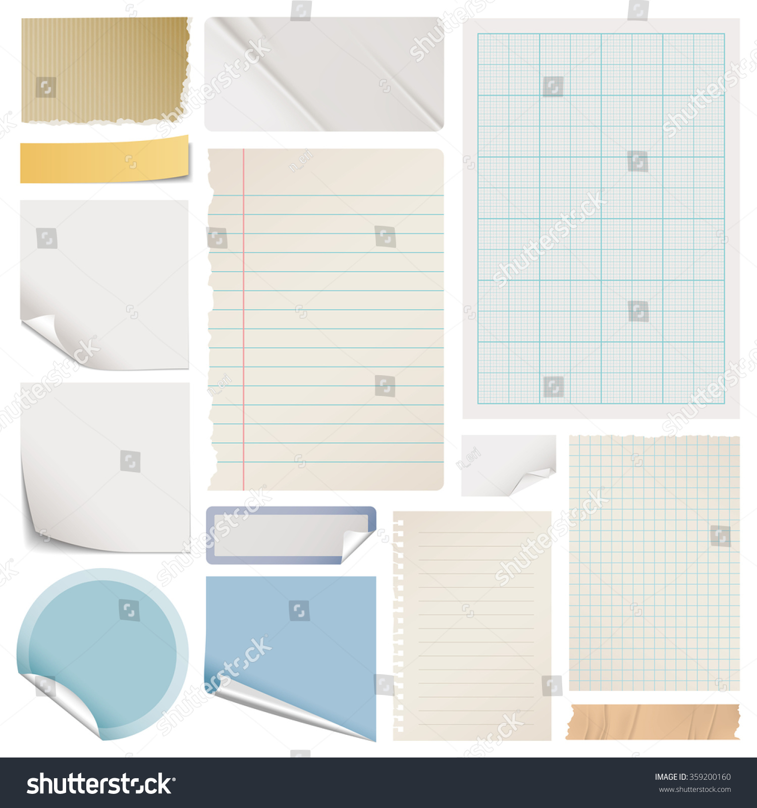 Set Paper Objects Stock Vector (Royalty Free) 359200160