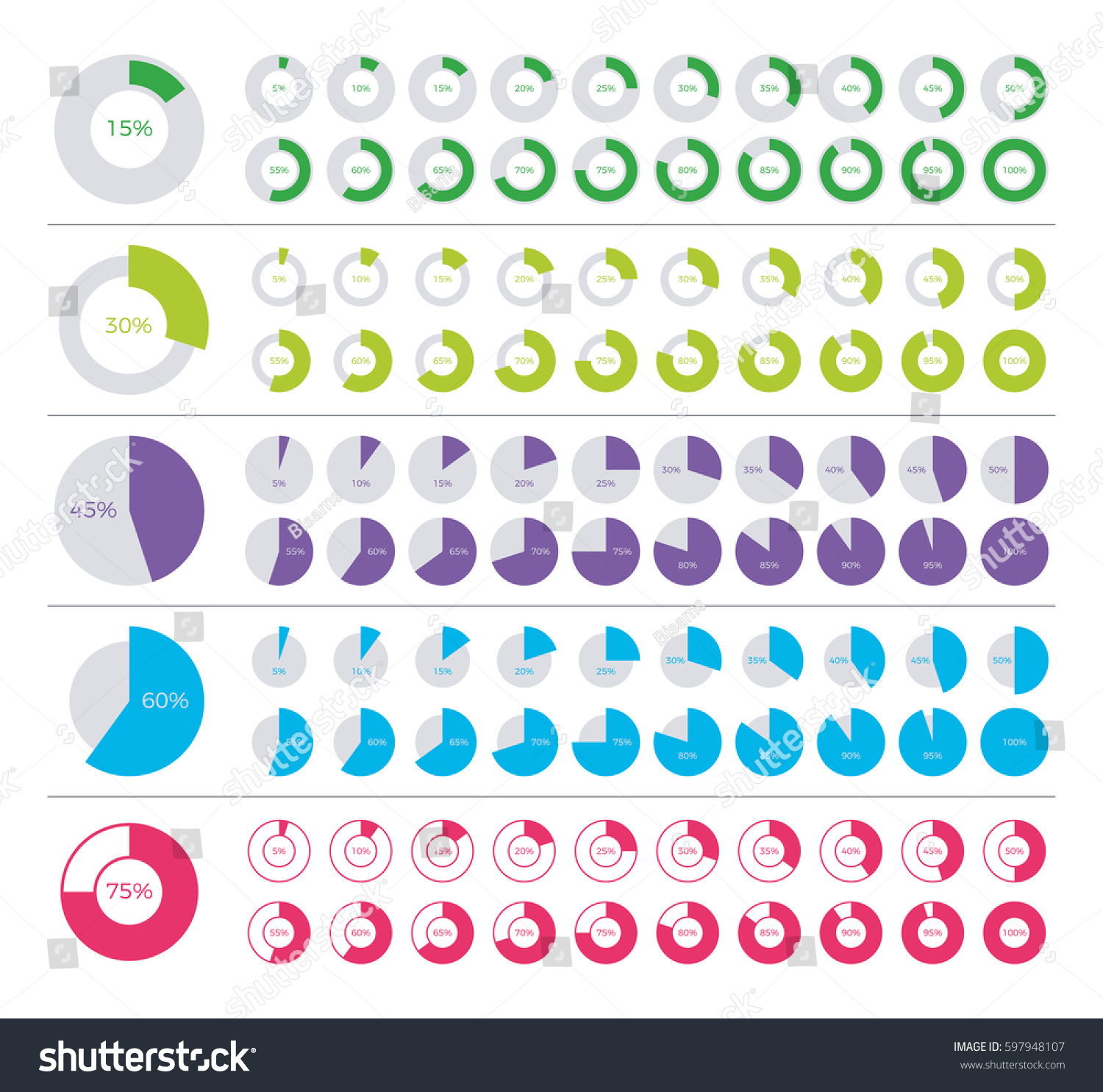 Set Pie Chart Infographic Elements 0 Stock Vector (Royalty Free) 597948107