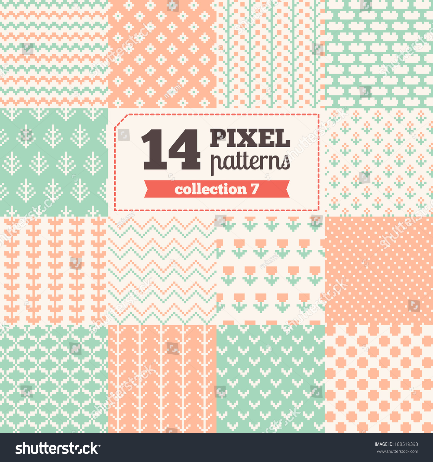 Set Pixel Patterns Spring Stock Vector (Royalty Free) 188519393 ...