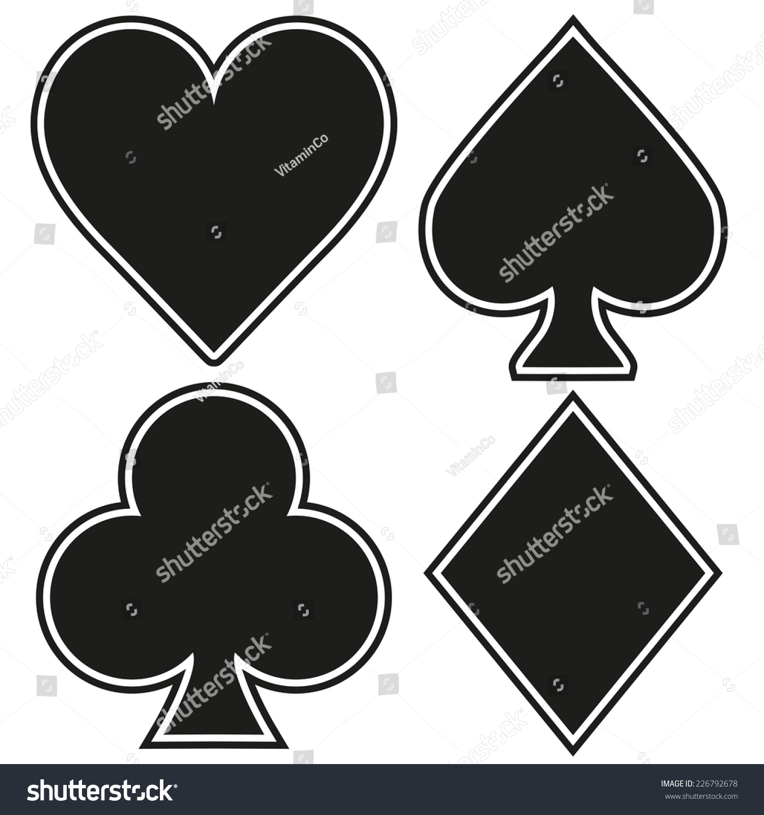 Set Playing Card Four Symbols On Stock Vector (Royalty Free) 226792678 ... Set Playing Card Four Symbols On Stock Vector (Royalty Free) 226792678 ...