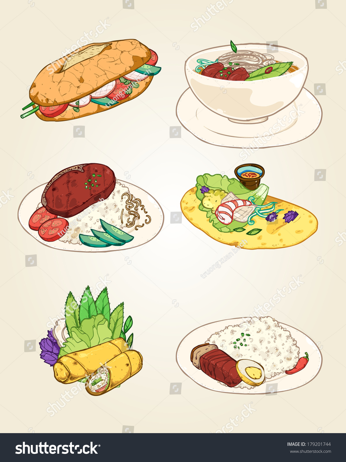 Set Popular Vietnamese Food Stock Vector 179201744 - Shutterstock Set Popular Vietnamese Food Stock Vector 179201744 - Shutterstock