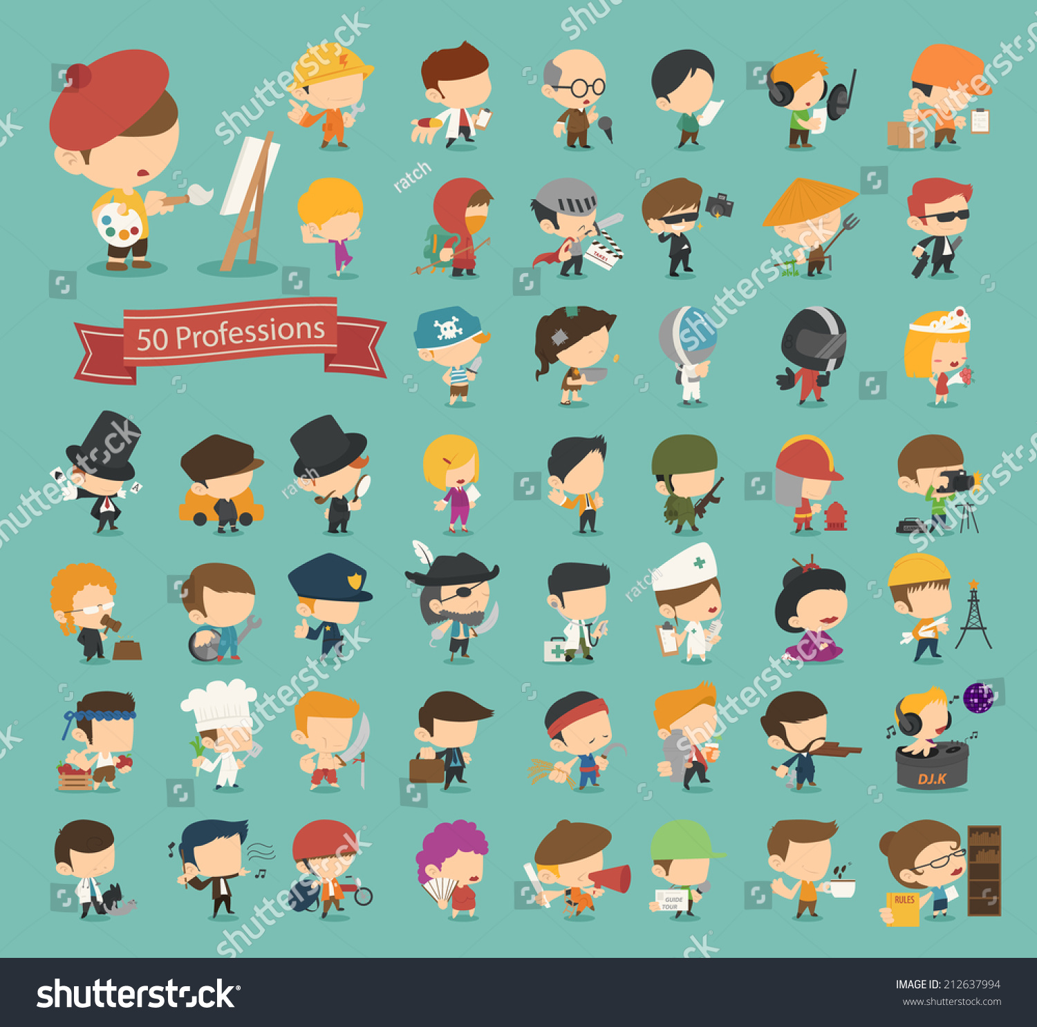 Set 50 Professions Eps10 Vector Format Stock Vector 212637994 ...