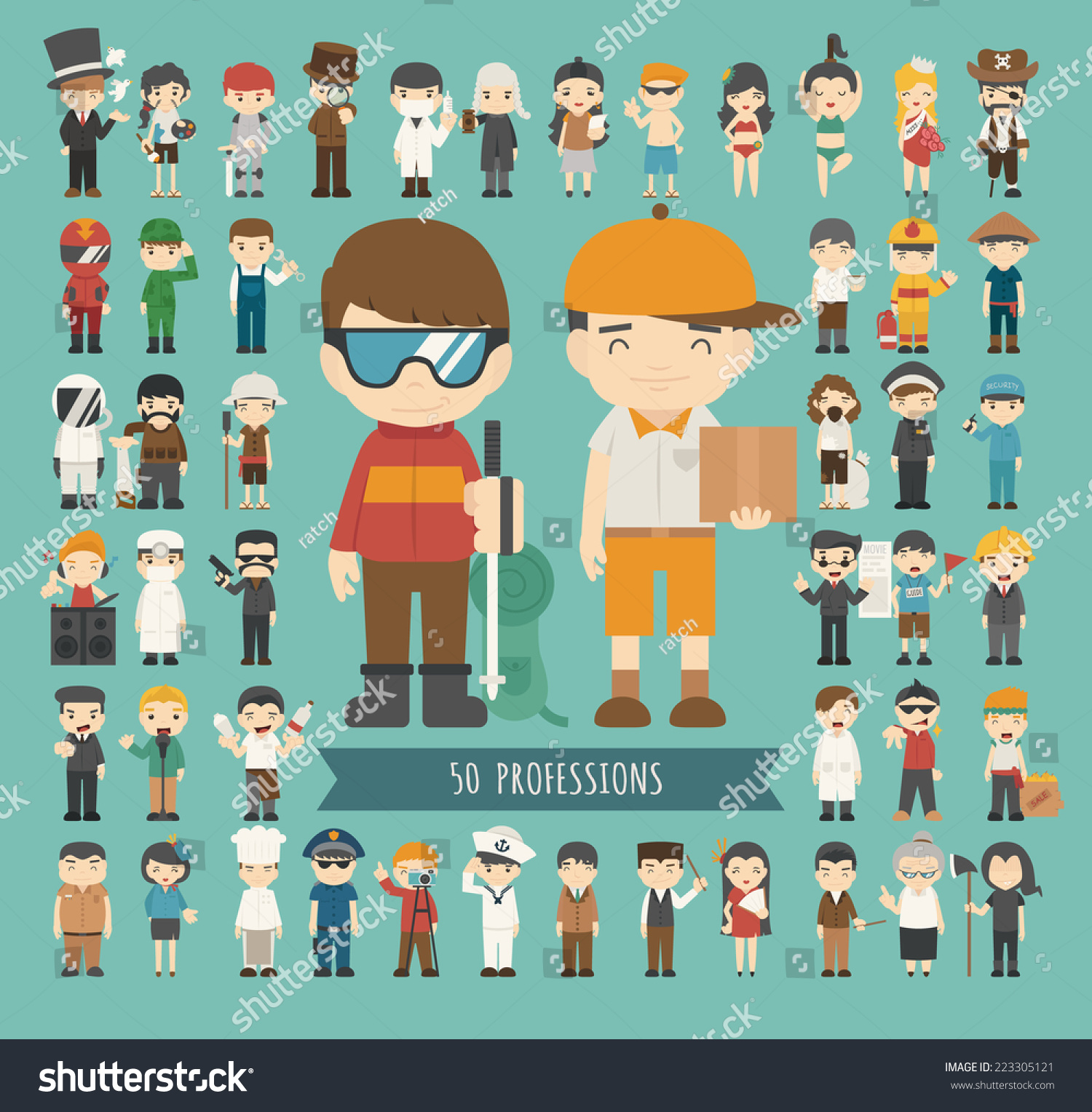 Set 50 Professions Eps10 Vector Format Stock Vector 223305121 ...