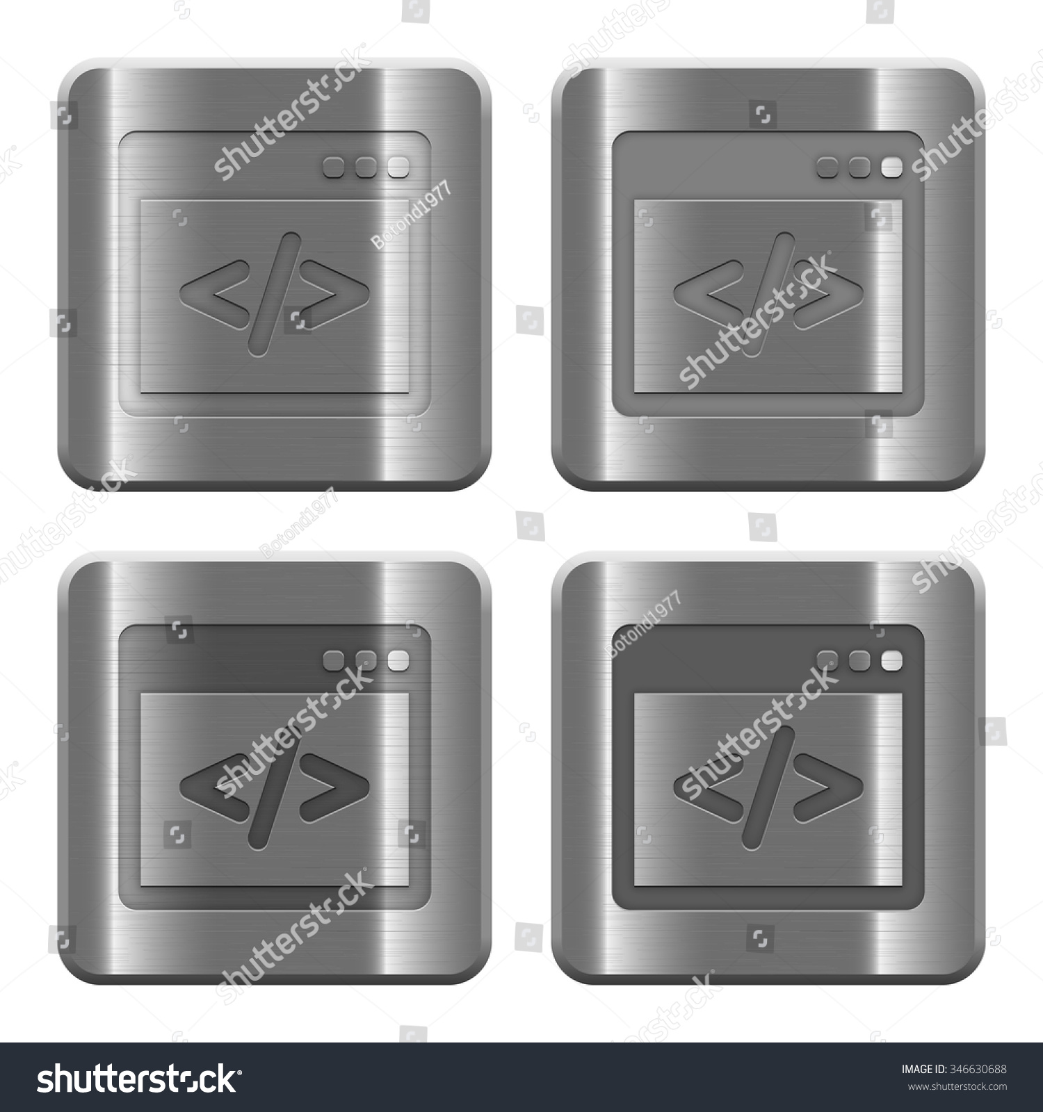 Set Programming Code Buttons Vector Brushed Stock Vector Royalty Free 346630688