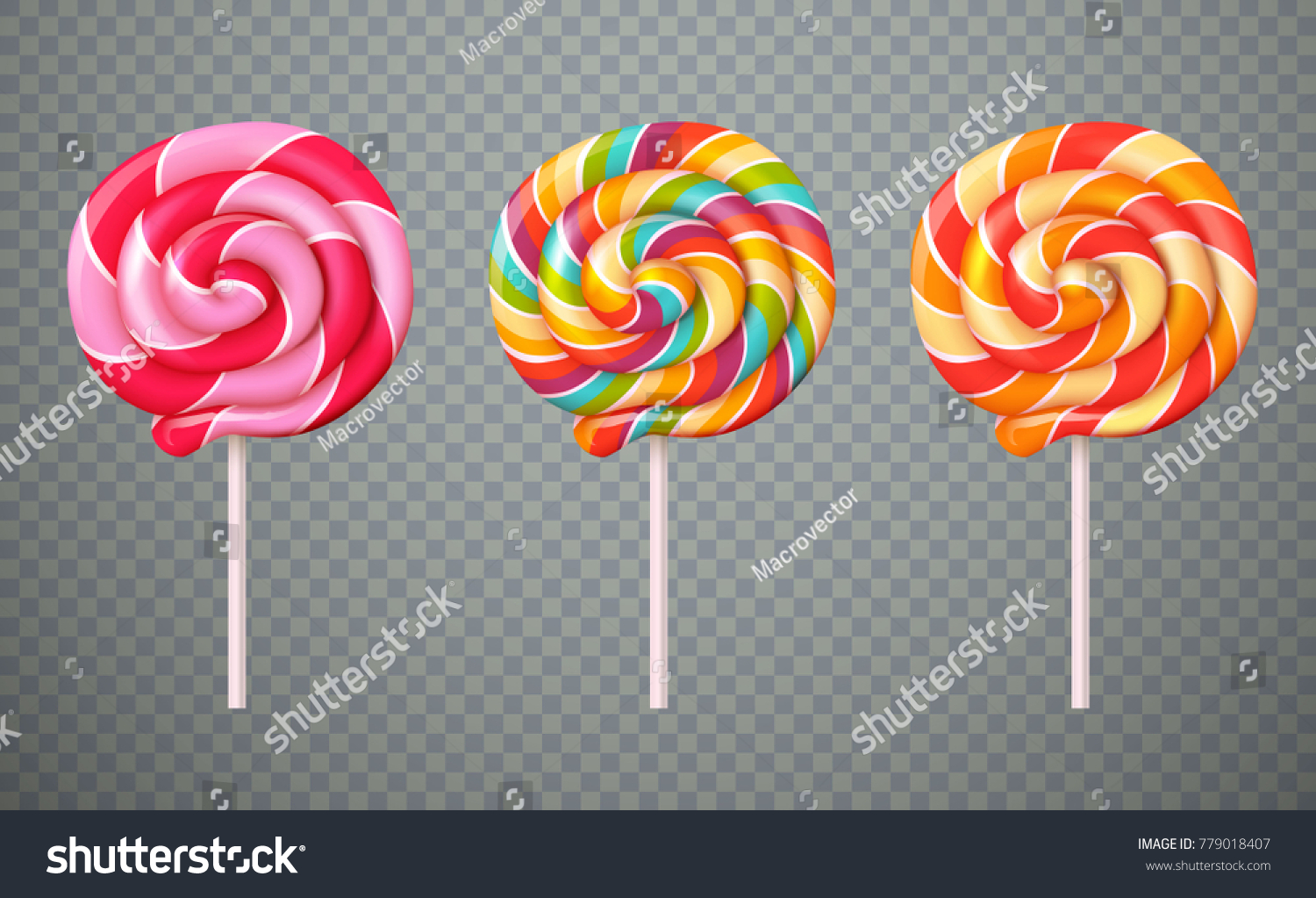 Set Realistic Spiral Striped Colorful Lollipops Stock Vector (Royalty ... Set Realistic Spiral Striped Colorful Lollipops Stock Vector (Royalty ...