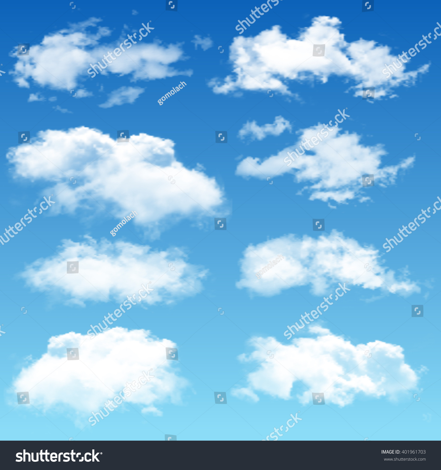 Set Realistic Vector Clouds Stock Vector (Royalty Free) 401961703